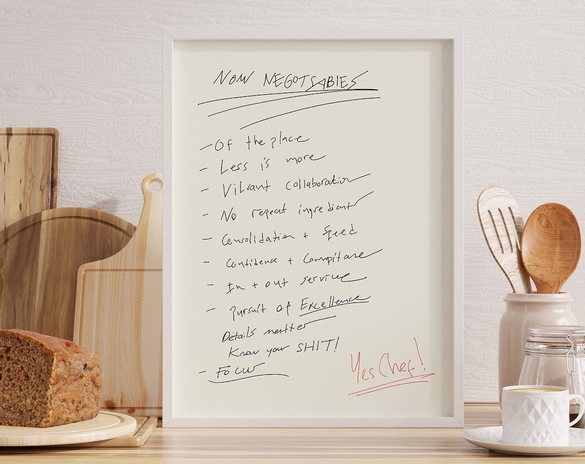 Miluva Non-Negotiables Poster Poster Kitchen Wall Art Poster The Bear ...