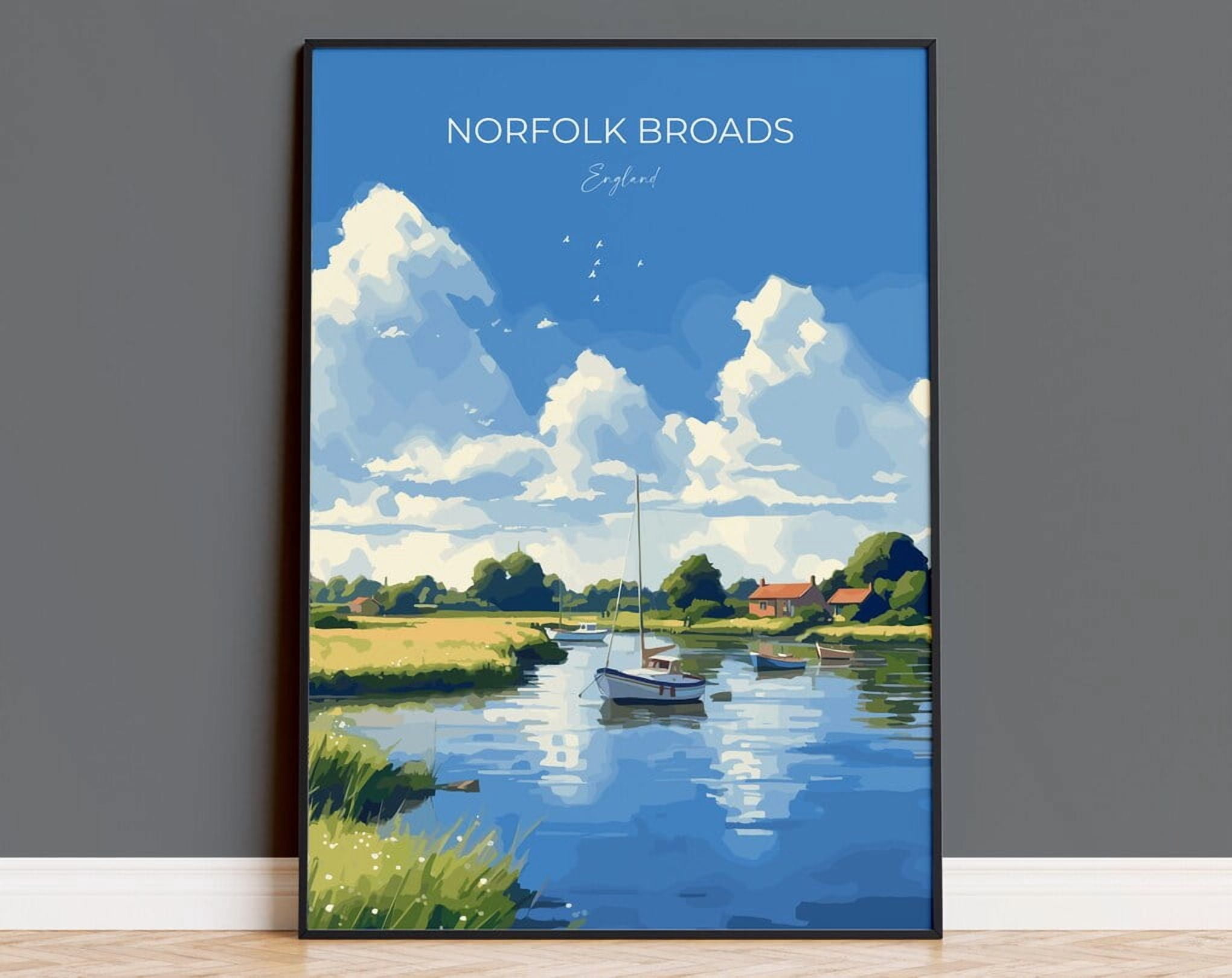 Miluva Norfolk Broads Print Wall Art, Travel Poster Of Norfolk Broads ...