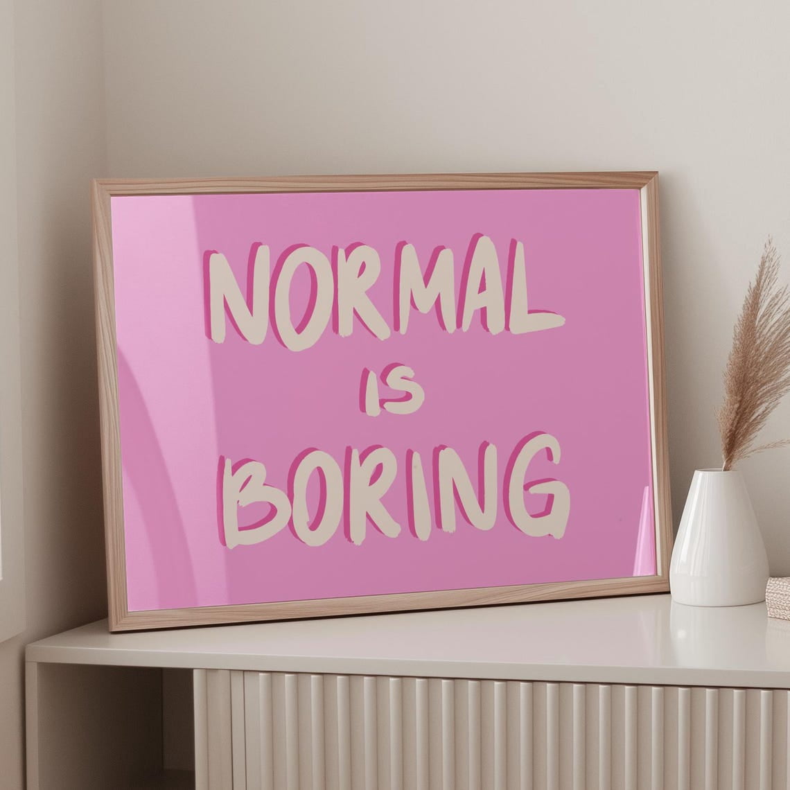 Miluva Normal Is Boring Y2K Printable Wall Art, Trendy Pink Horizontal ...