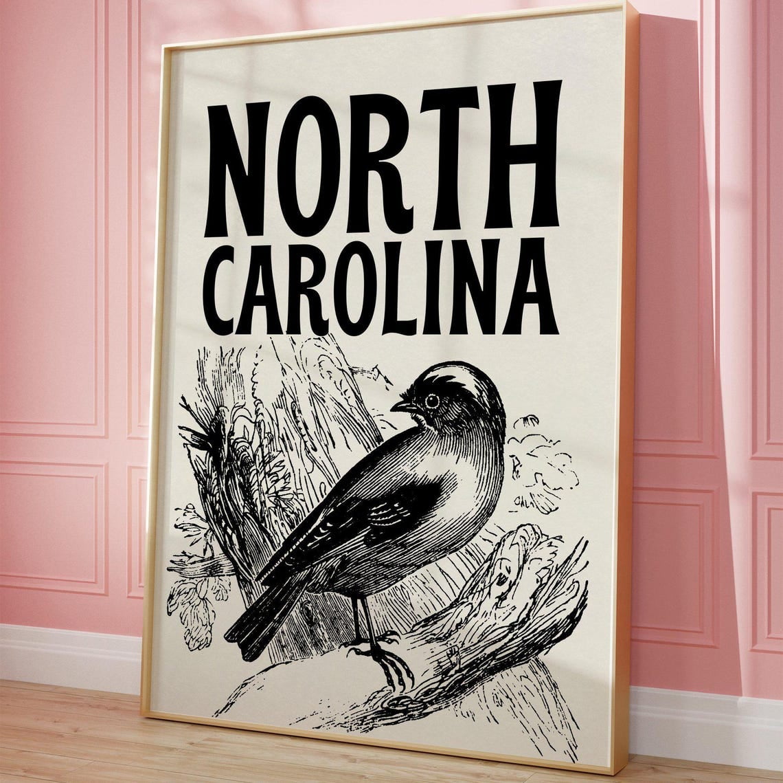 Miluva North Carolina Art Print Vintage North Carolina Wall Art Retro ...