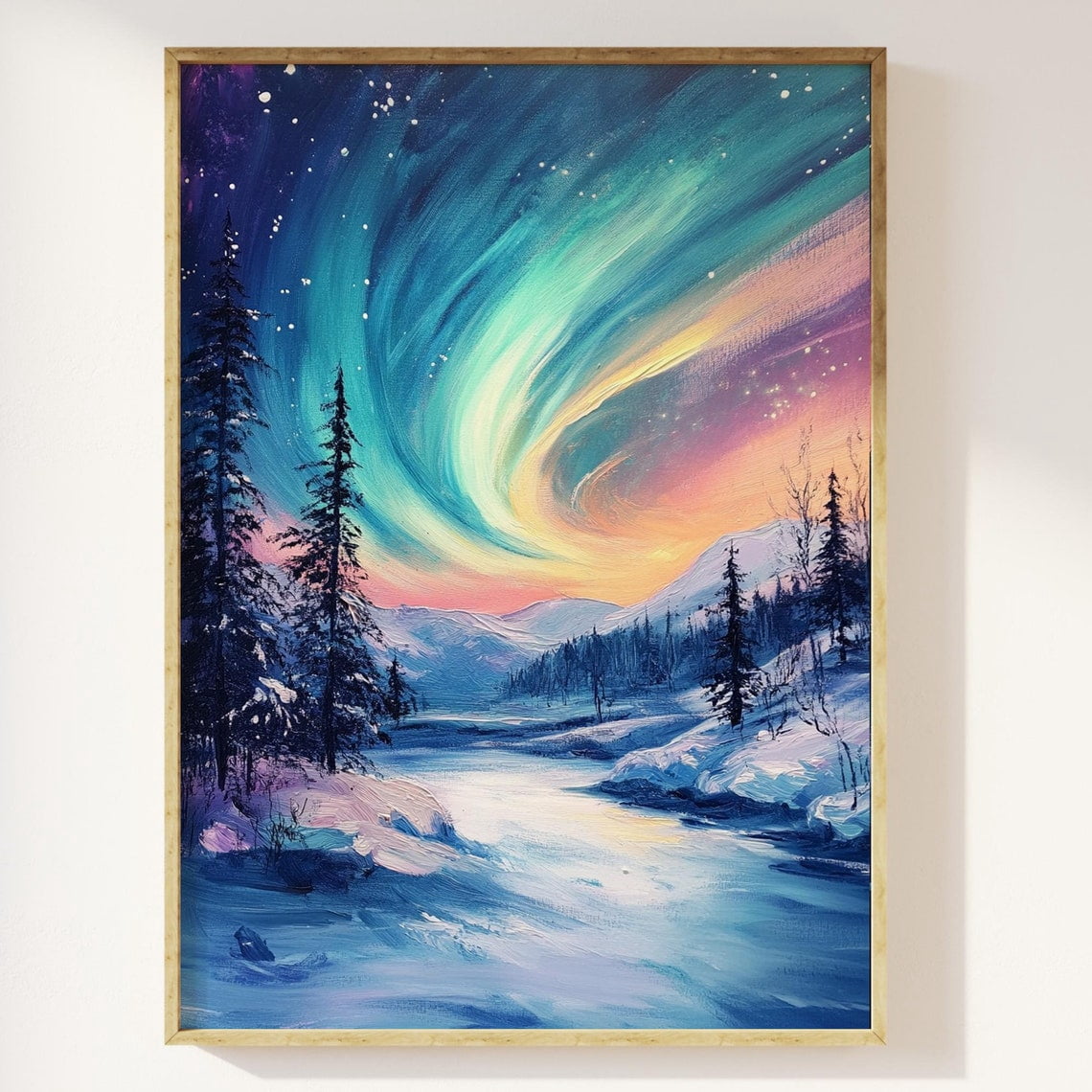 Miluva Northern Lights Wall Art Print Aurora Borealis Art Print ...