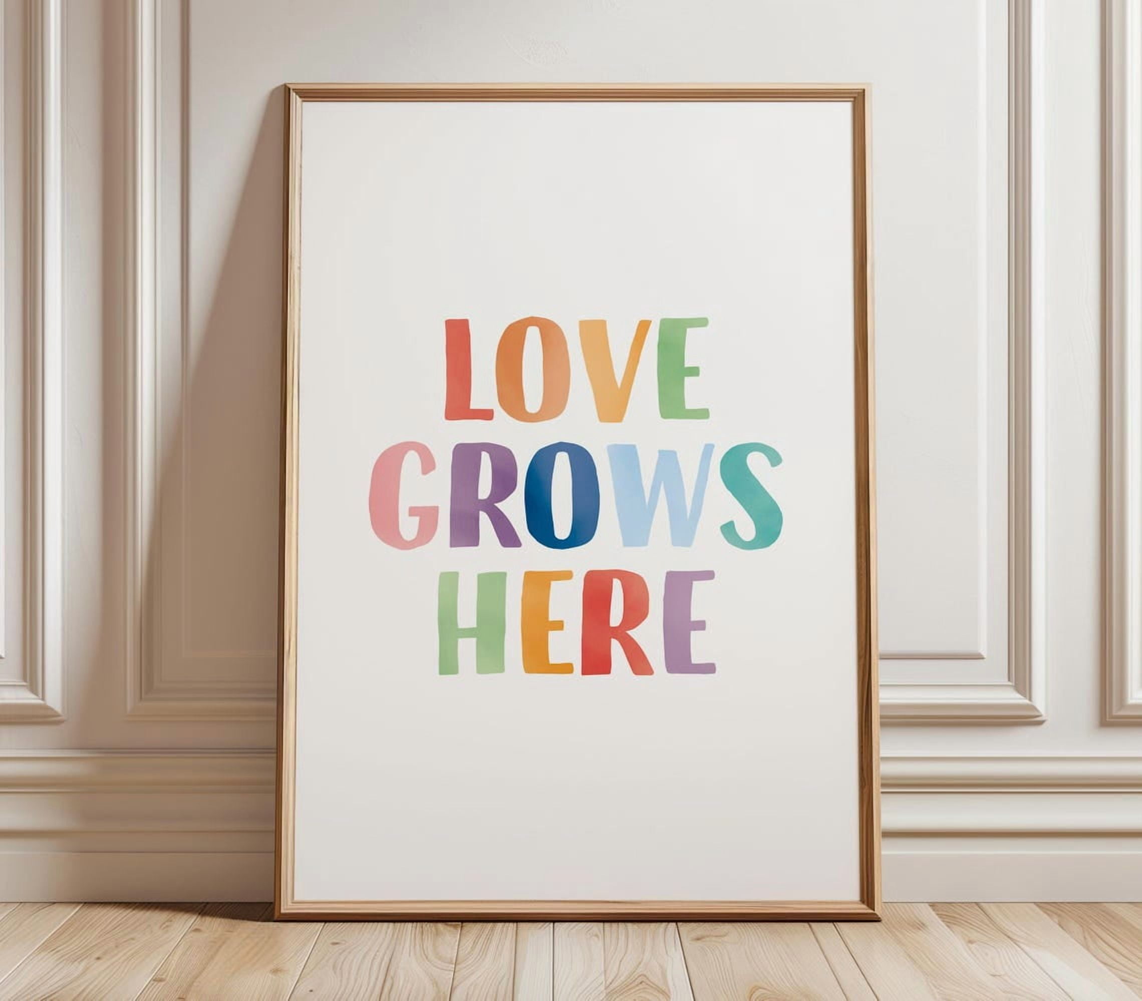 Miluva Nursery Wall Decor, Love Growth Here, Rainbow Playroom Poster ...