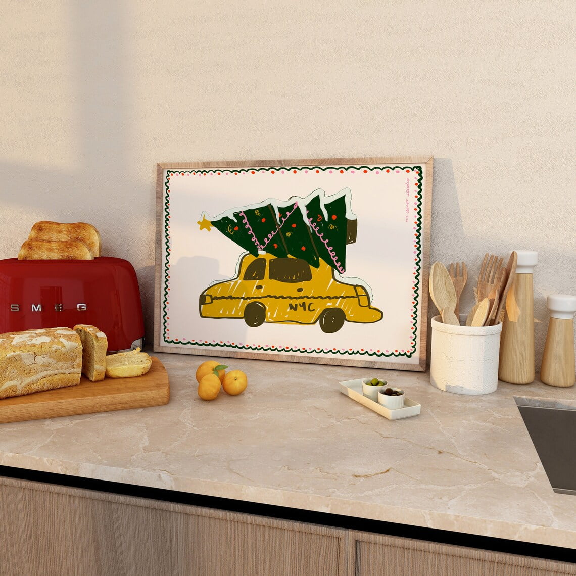 Miluva Nyc Taxi Cab Print Poster, Art, Trendy Poster, Taxi Tree ...