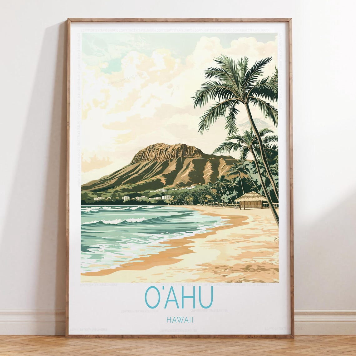 Miluva O'Ahu Hawaii Travel Wall Art, O'Ahu Travel Poster, Hawaii Travel ...