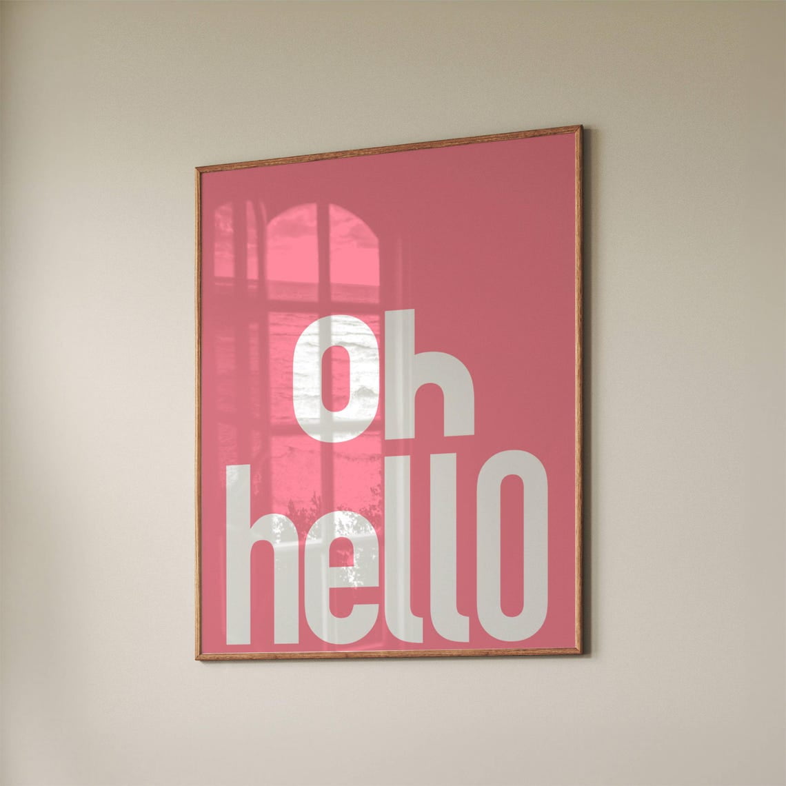Miluva Oh Hello Typography Print, Bold Quote Poster, Hello Print, Pink ...