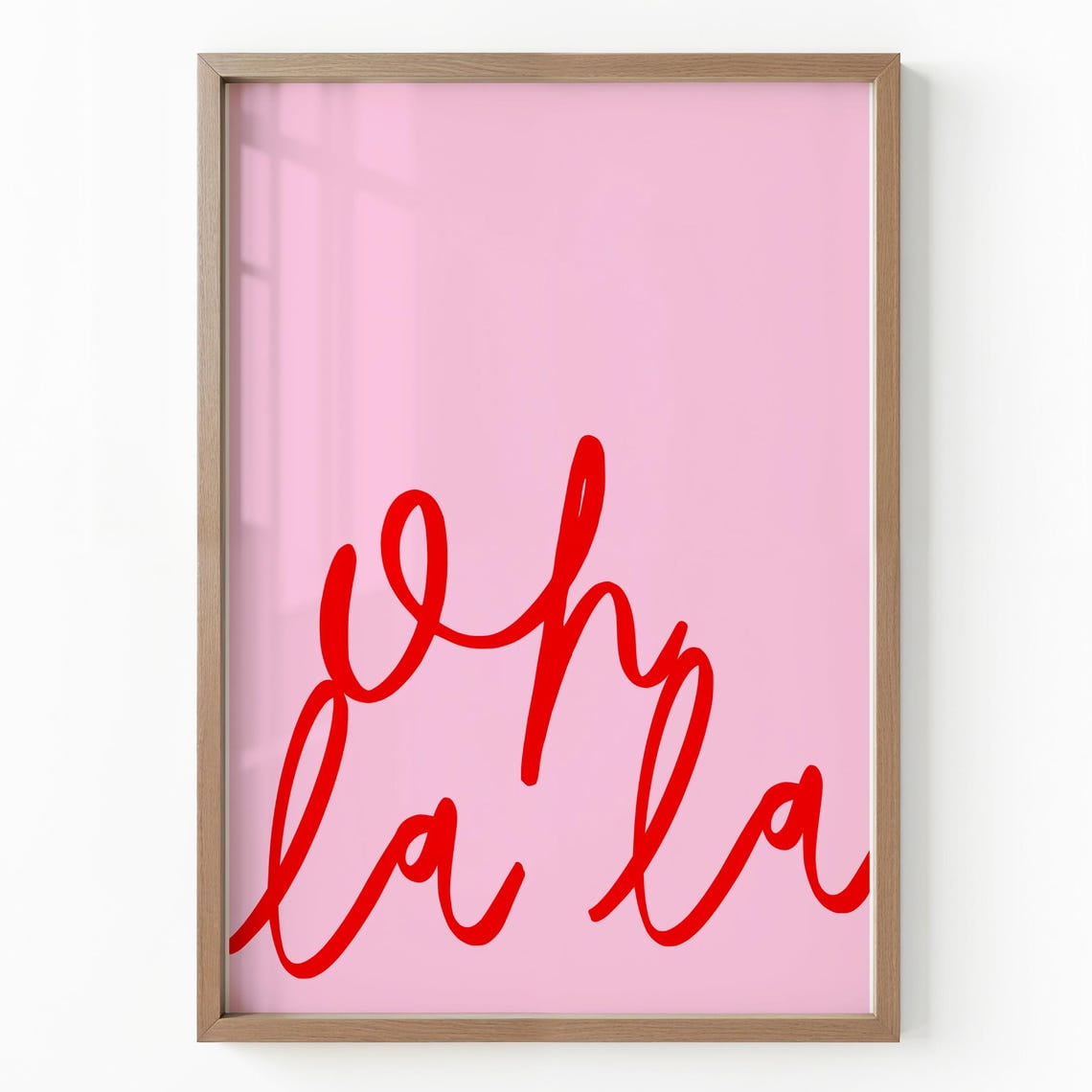 Miluva Oh La La Cursive Typography Print, French Quote Saying, Pink Red Aesthetic, On Trend ...