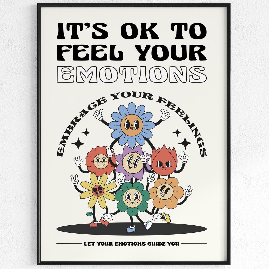 Miluva Its Ok To Feel Your Emotions Poster, Retro Motivation Poster ...