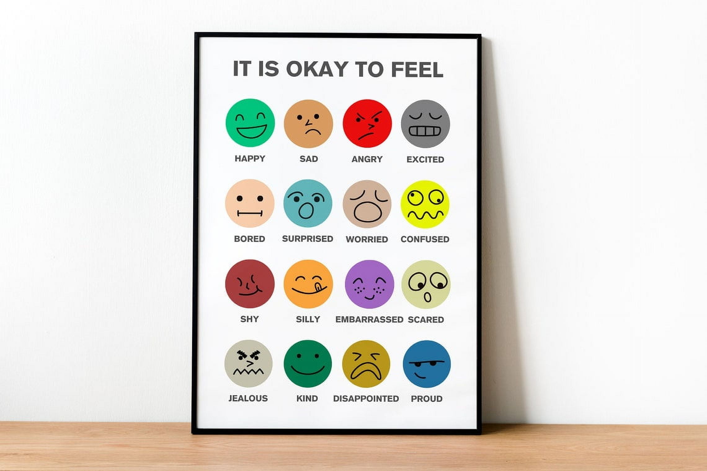 Miluva It'S Okay To Feel Print, Feelings Chart Poster, My Feelings ...
