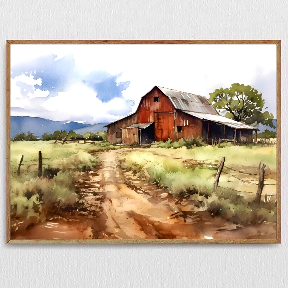 Miluva Old Barn Texas Print Old Red Barn Poster Texas Farm Art ...