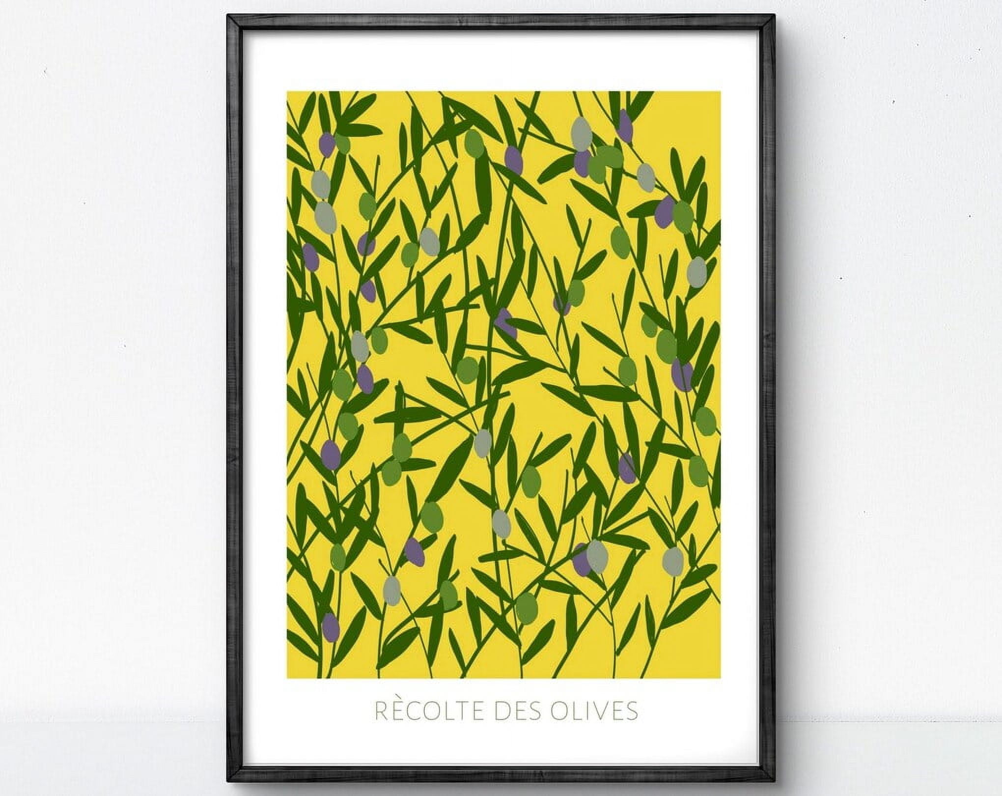 Miluva Olive Harvest Poster, RÃ©colte Des Olives Print, Mediterranean Kitchen Art, Yellow ...