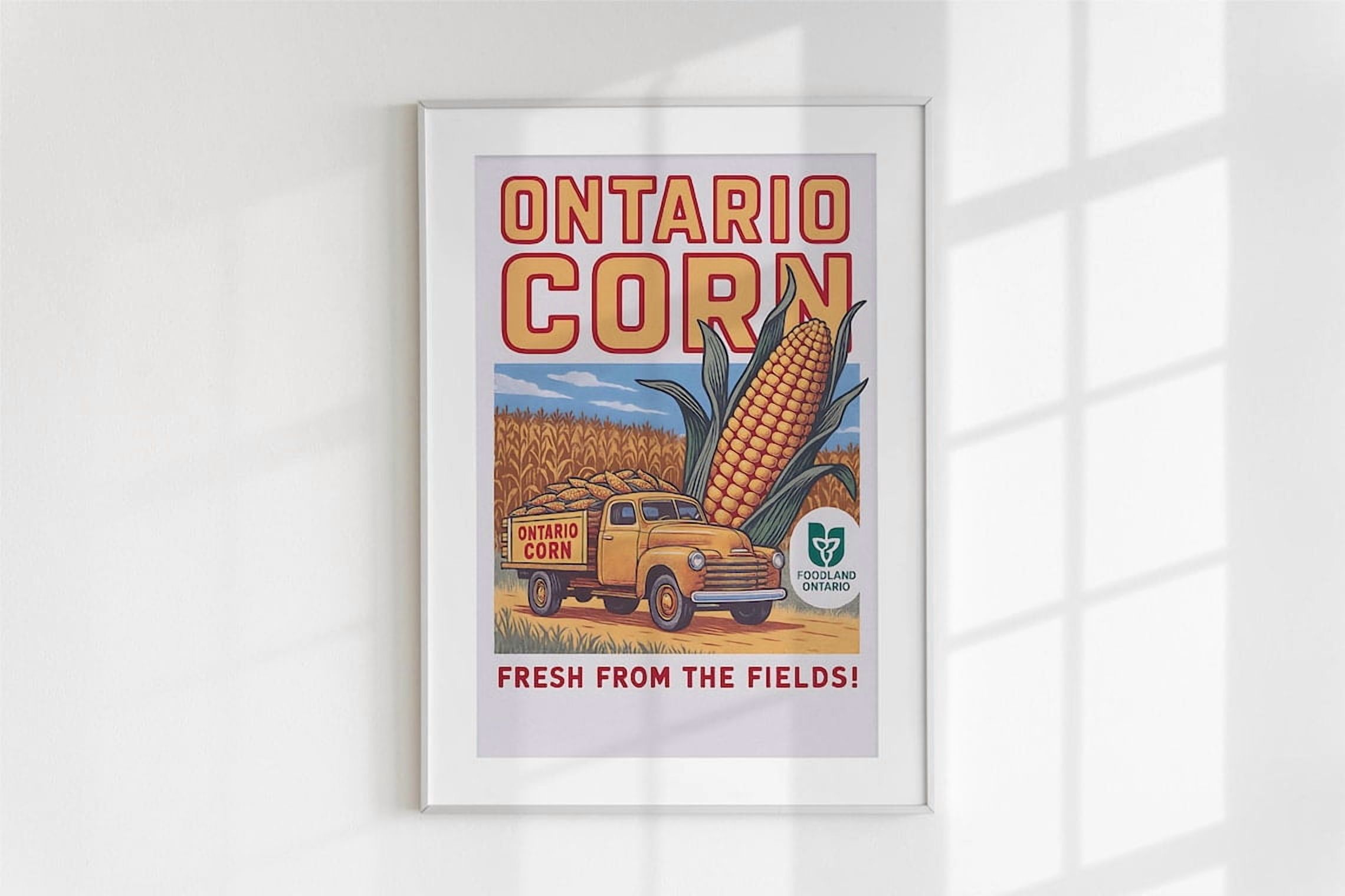 Miluva Ontario Corn Poster - Retro Harvest Art, Farm Fresh Corn, For ...