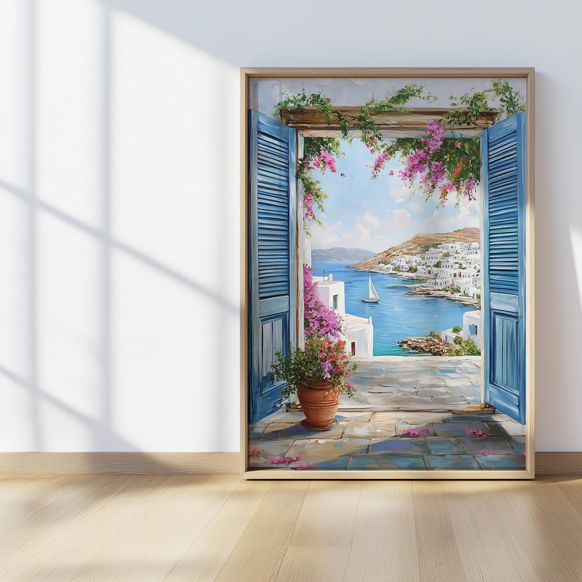 Miluva Open Window Mediterranean Print, Greek Island Coastal Wall Art ...