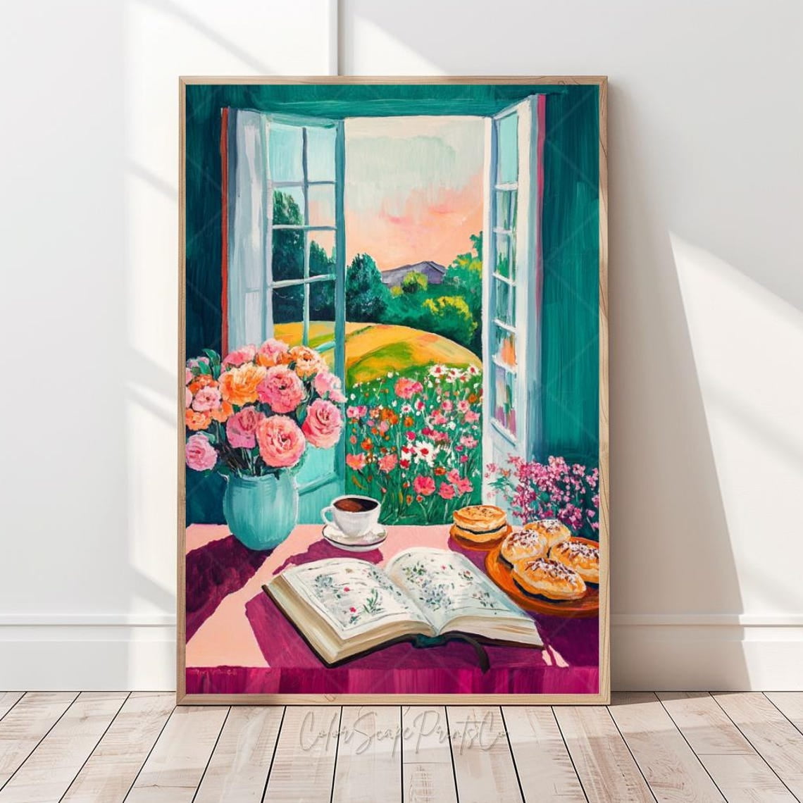 Miluva Open Window Print Cozy Cottage Window Art Print Coffee And ...