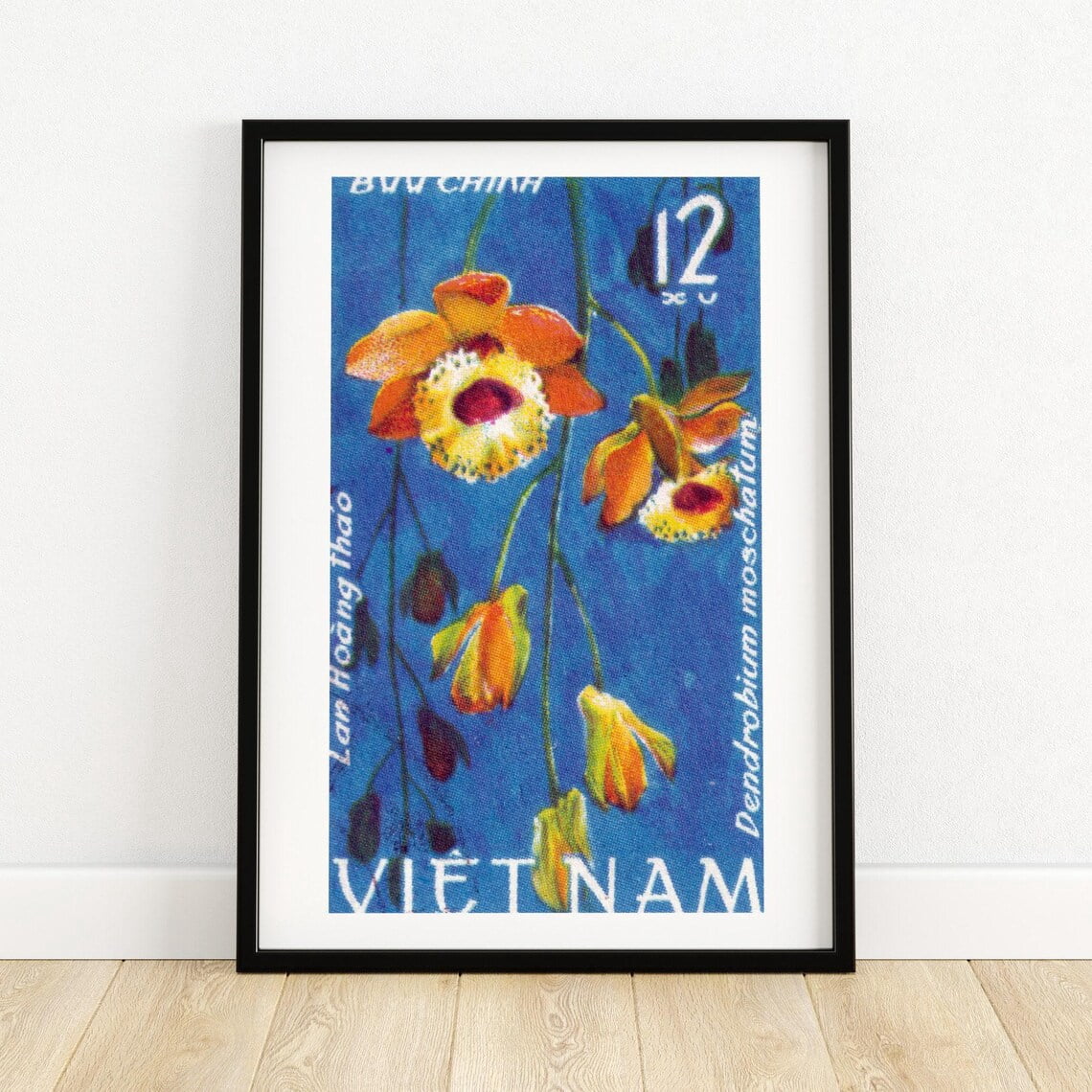 Miluva Orange Flowers - Vietnam - Postage Stamp Print - Aesthetic Wall ...