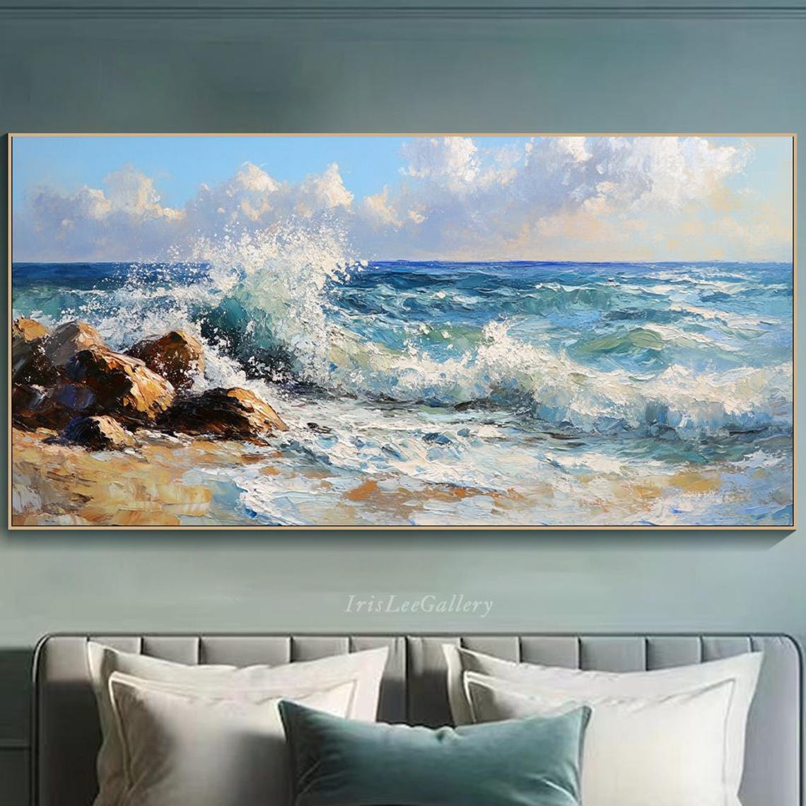 Miluva Original Ocean Wave On Abstract Textured Sea Wall Art Coastal ...