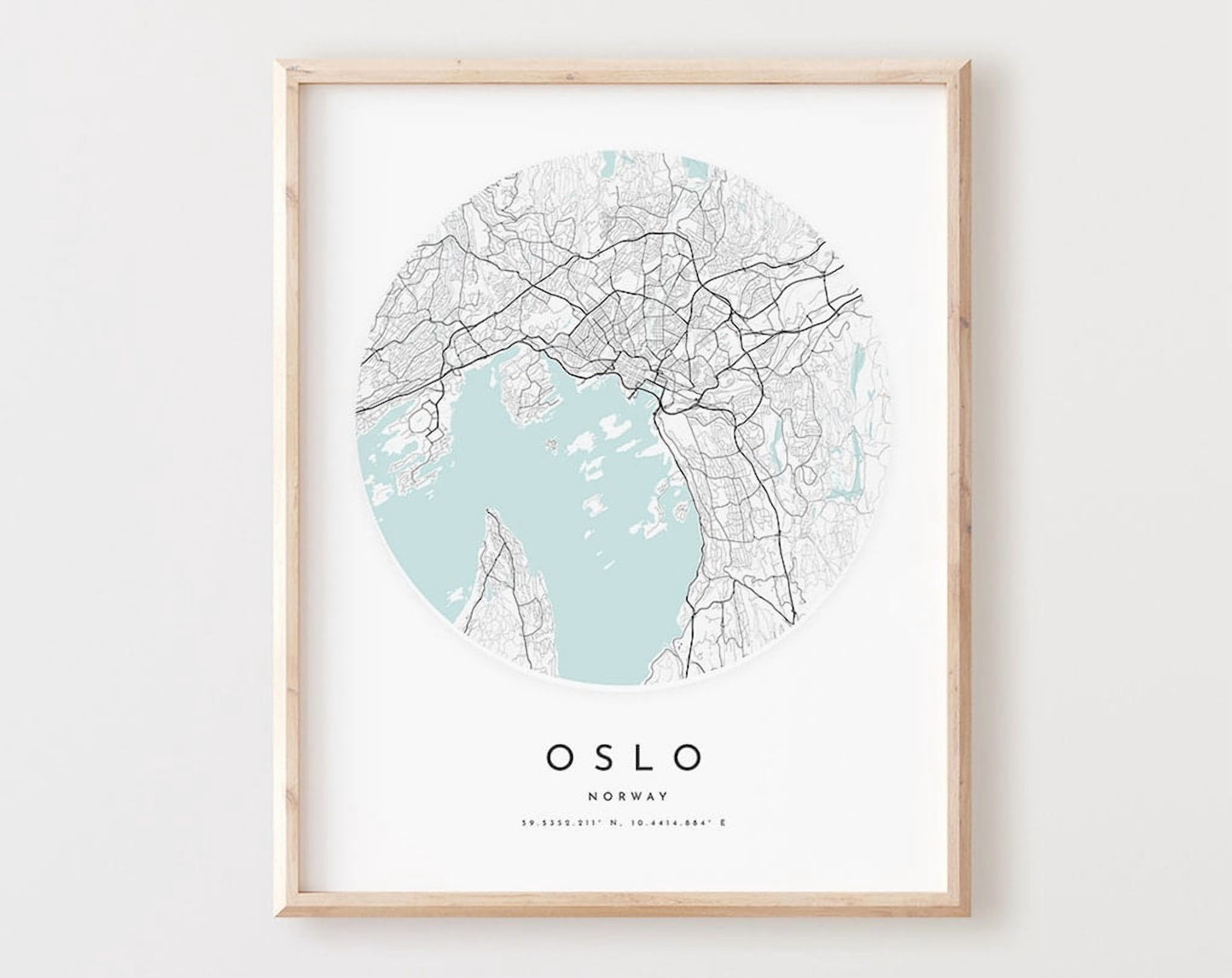 Miluva Oslo Map Print, Oslo Map Poster City Wall Art, Oslo Road Map ...