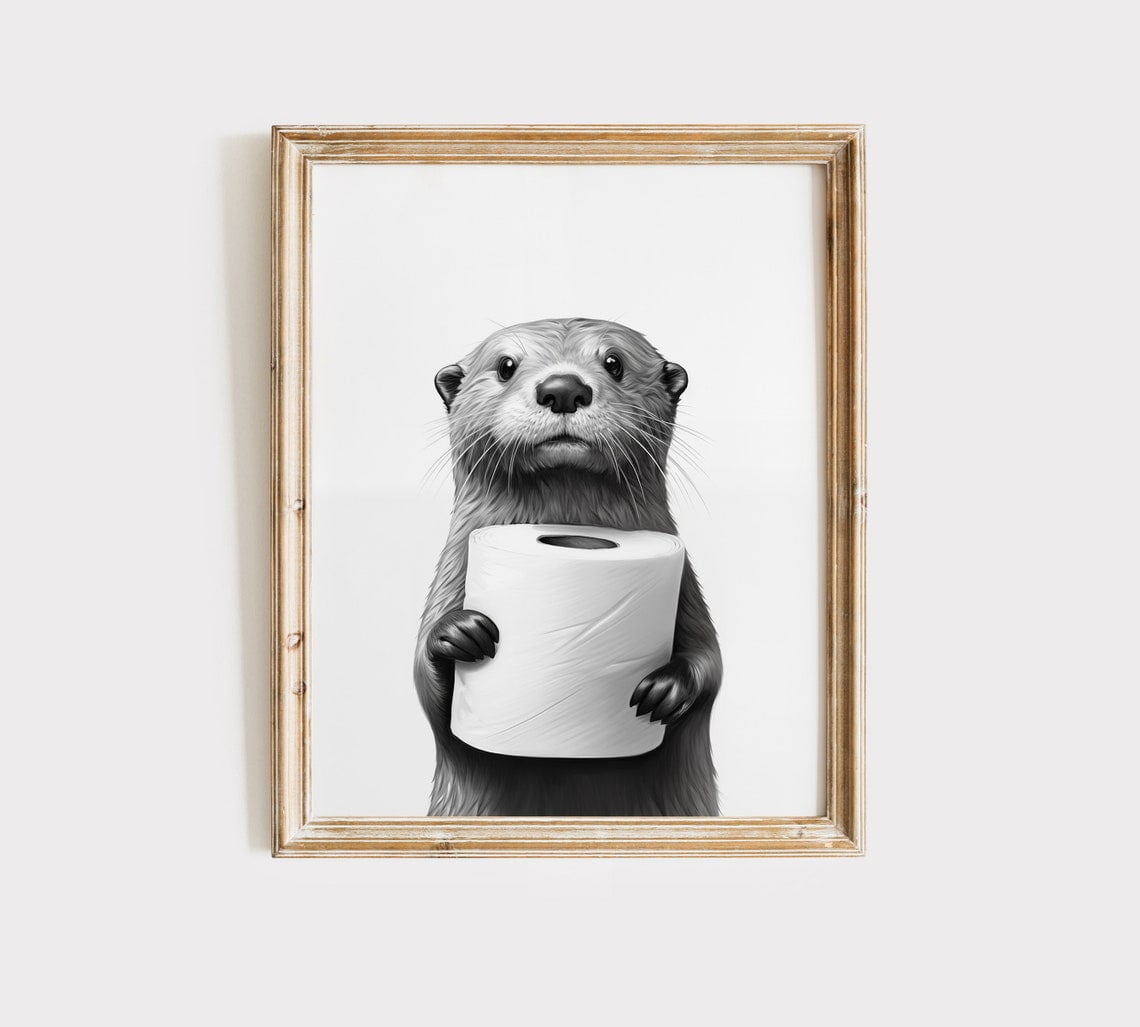 Miluva Otter Poster Animal Bathroom Poster Otter Gift Otter Art ...