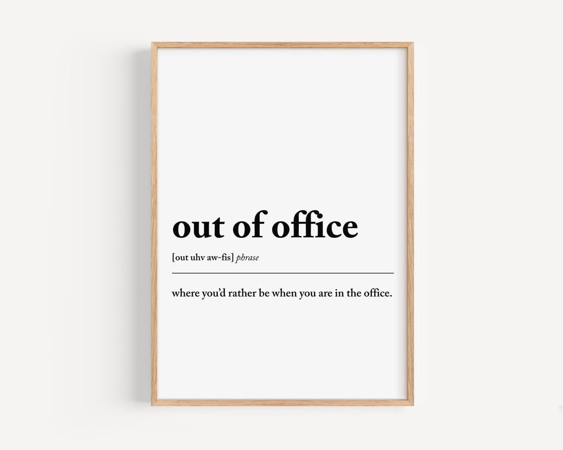 Miluva Out Of Office Definition Print Home Office Decor Cubicle Decor ...