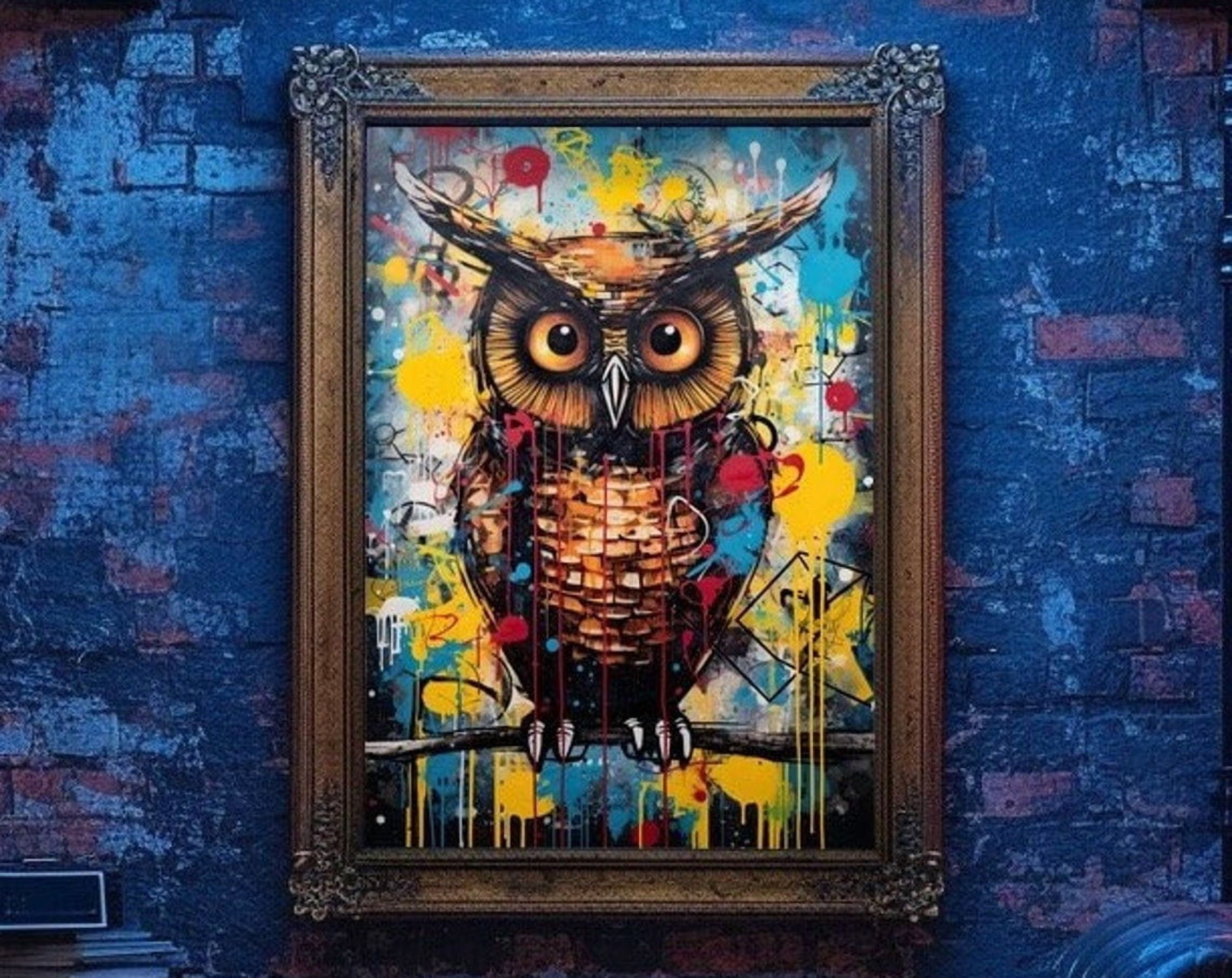 Miluva Owl Graffiti Wall Art, , Owl , Modern, Urban, Street Graffiti ...