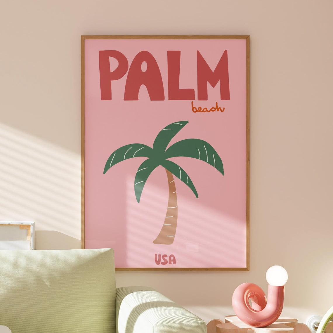 Miluva Palm Beach Poster, Preppy Travel Wall Art, Minimal Tropical ...