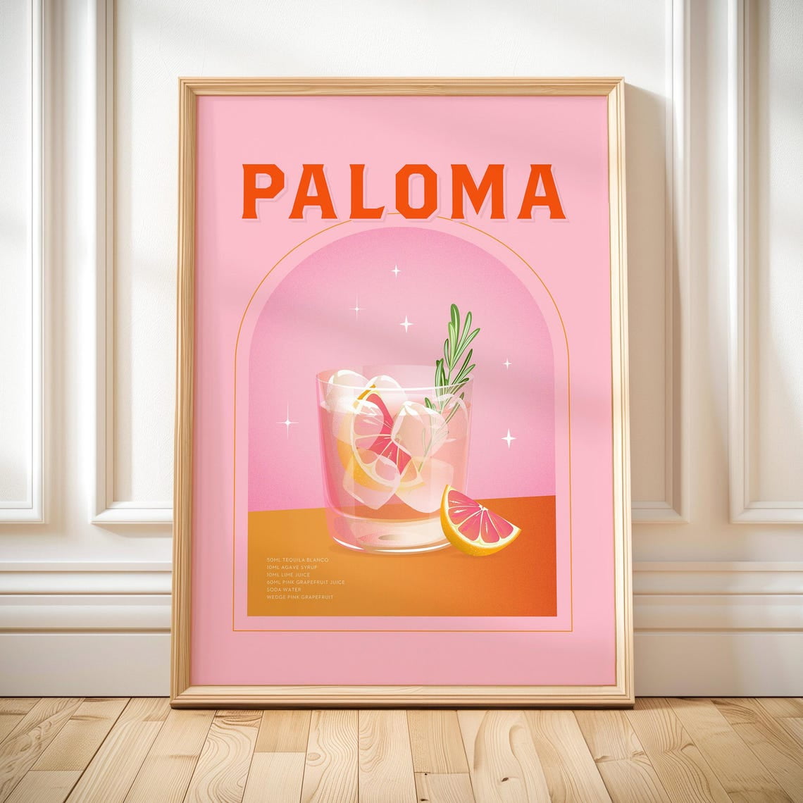 Miluva Paloma Cocktail Poster Printable Cocktail Recipe Art Girly Bar ...