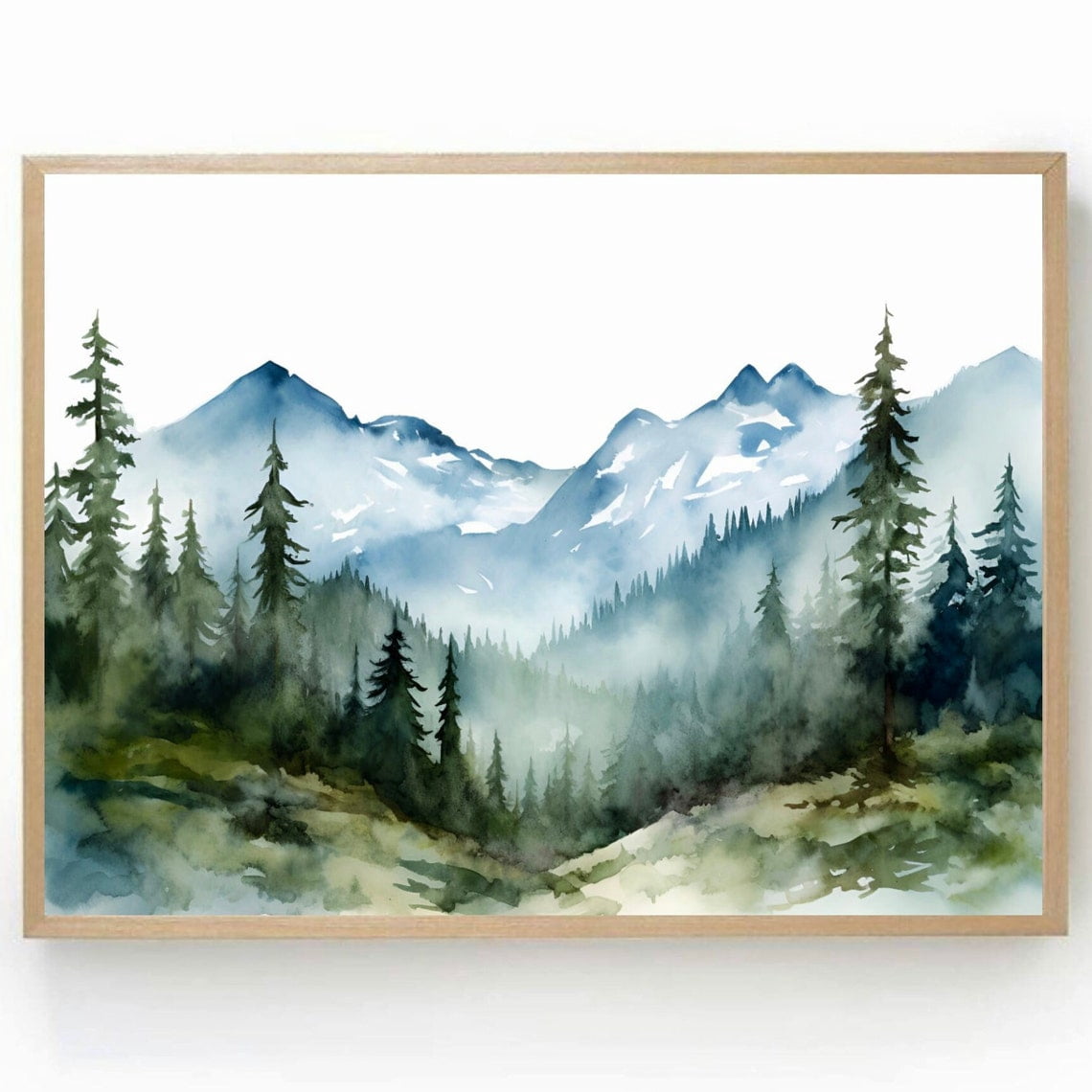 Miluva Panoramic Mountain Forest Print Art Blue Mountain Valley ...