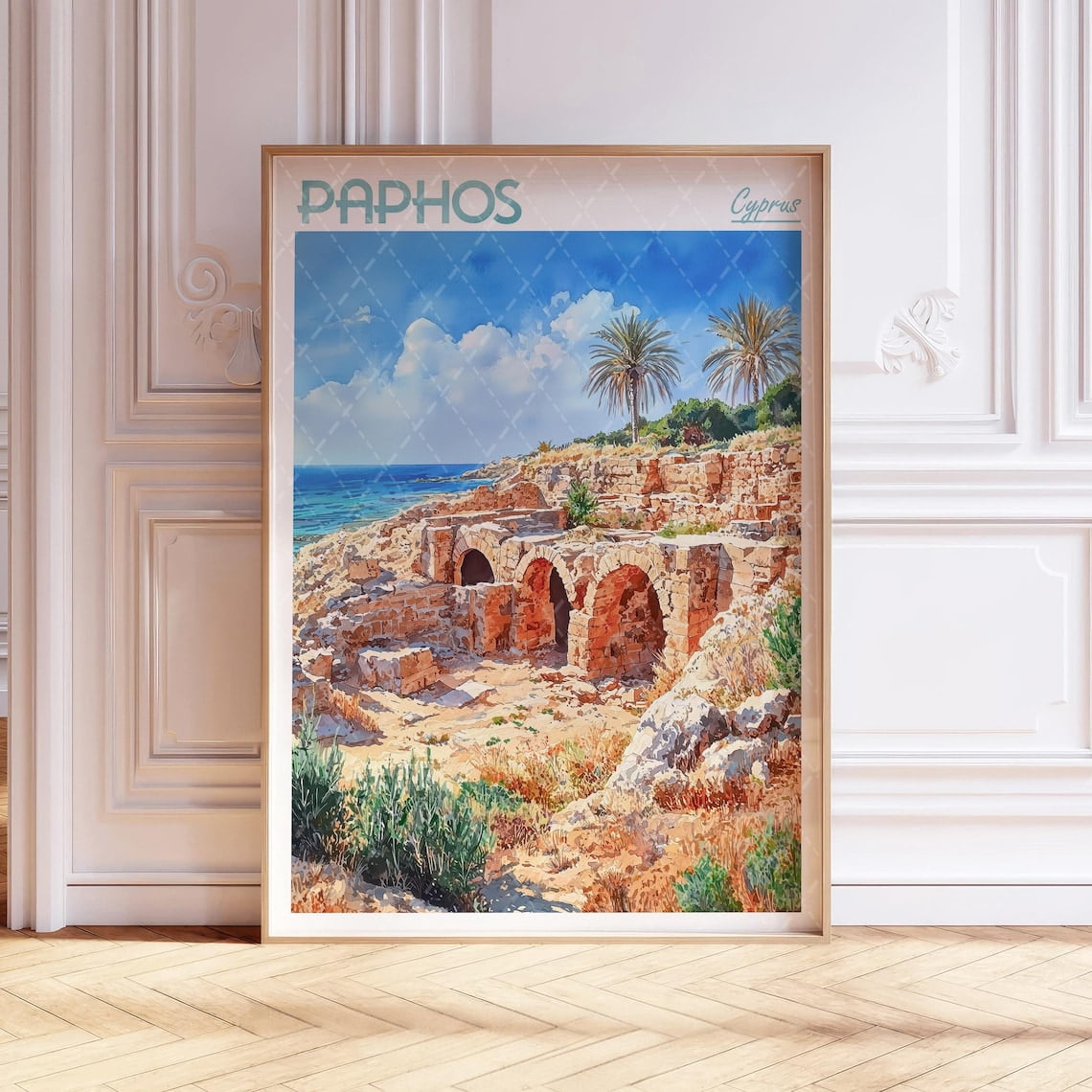 Miluva Paphos Poster - Paphos Wall Art - Cyprus Travel Poster ...
