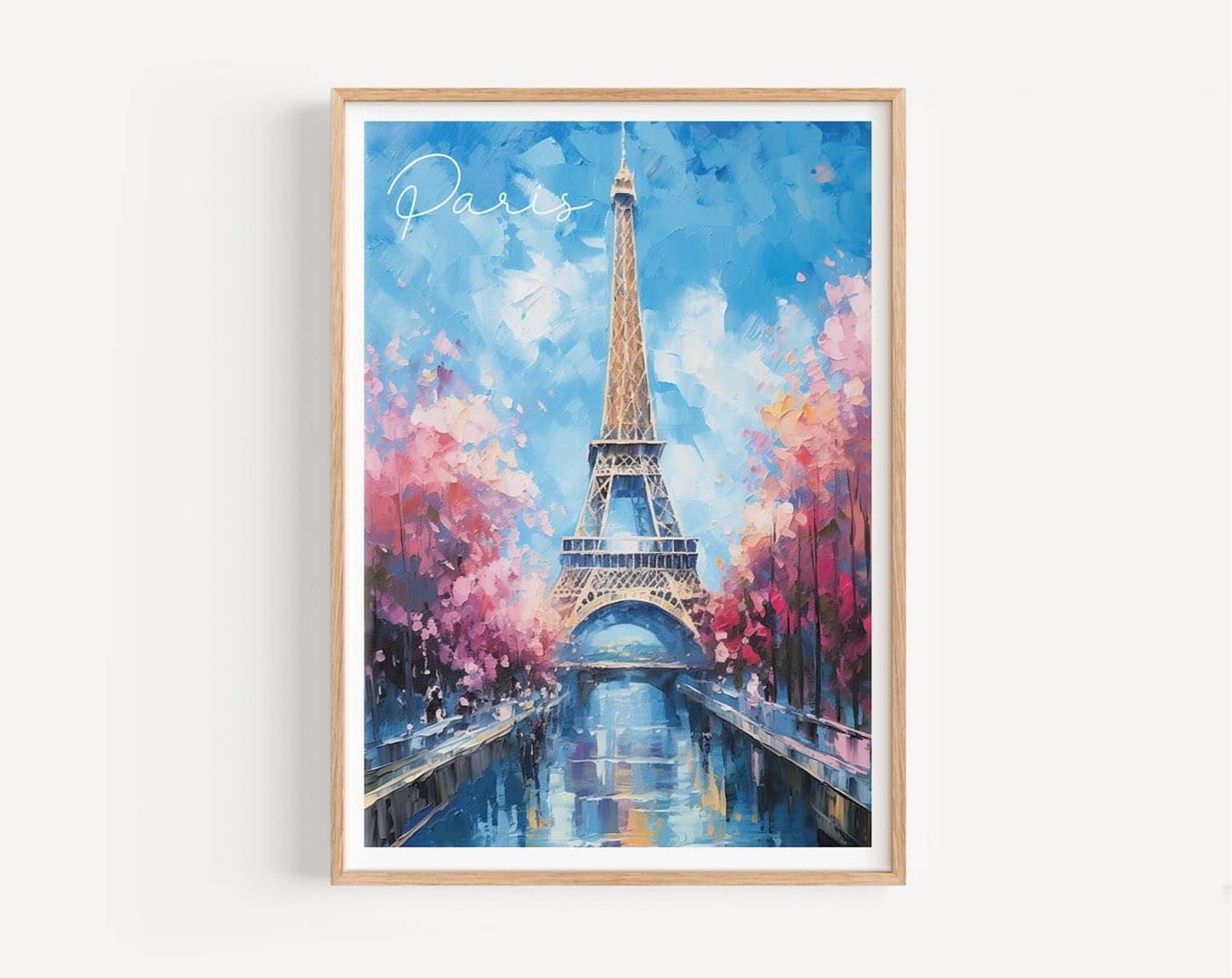 Miluva Paris Print, Travel Poster Of Eiffel Tower Paris Abstract Art ...