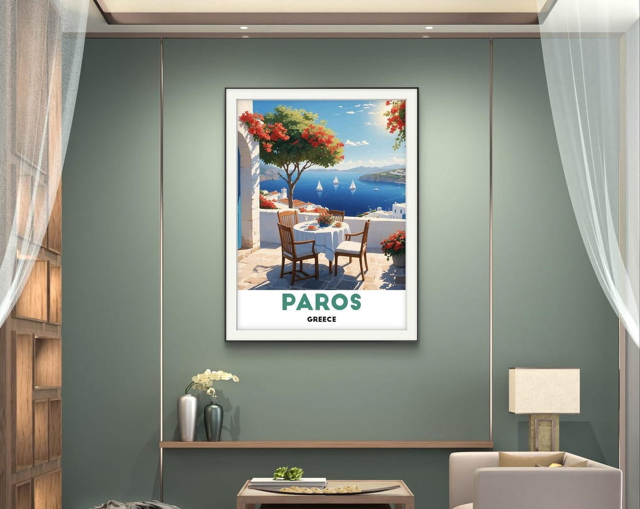 Miluva Paros Greece Travel Poster - Idyllic Cycladic Island Art Print ...