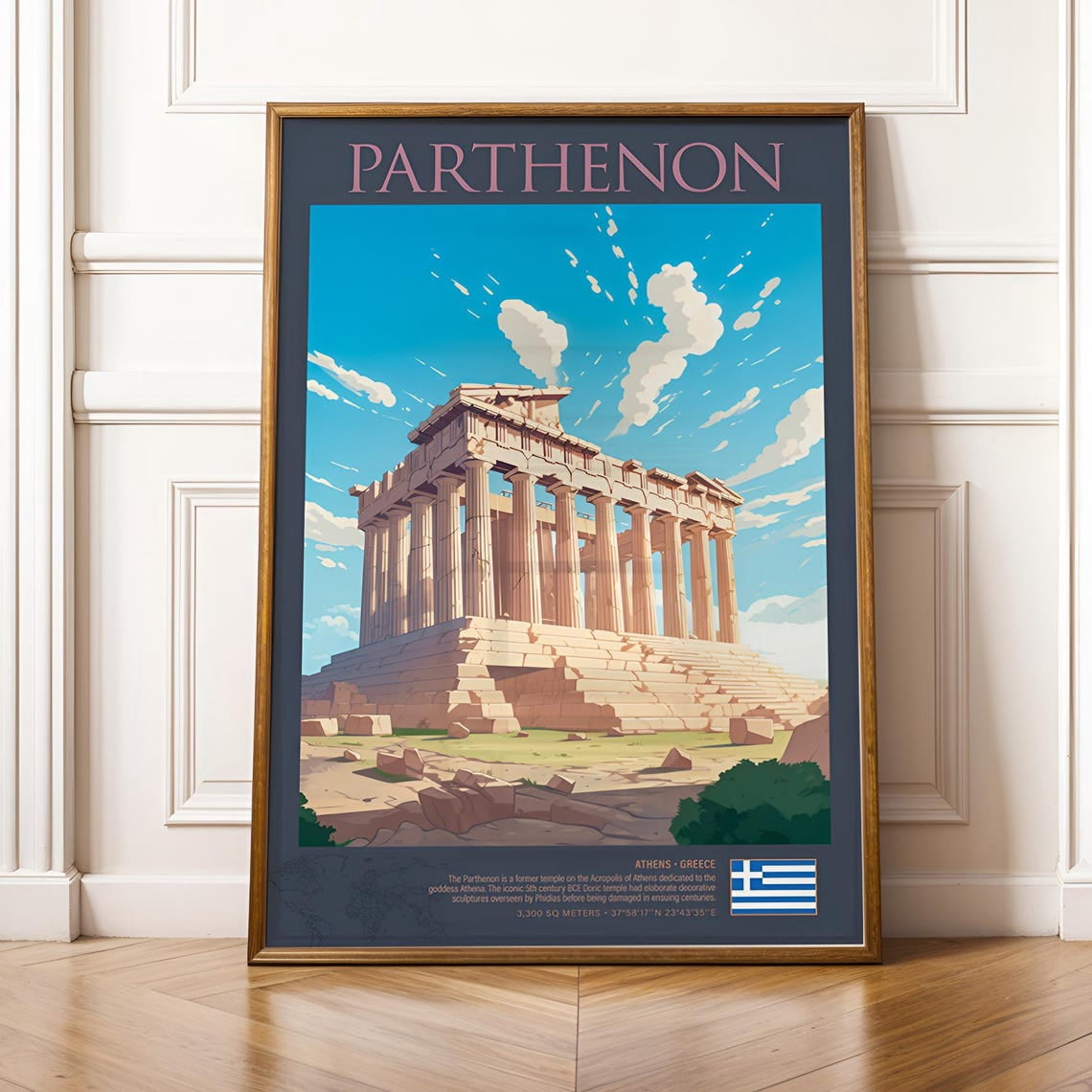 Miluva Parthenon Athens Travel Poster, Greece Wall Art, Greek Temple ...