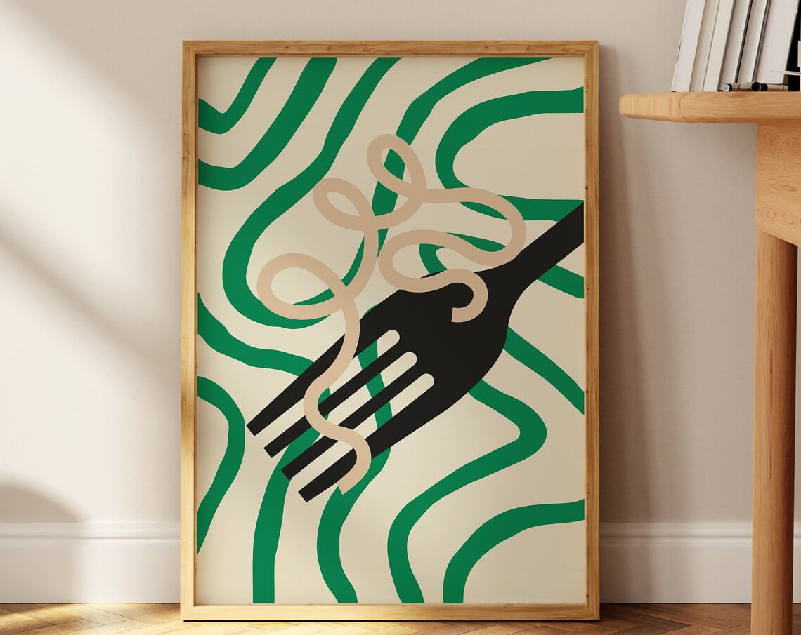 Miluva Pasta Night Print, Retro Italian Food Print, Spaghetti Print ...