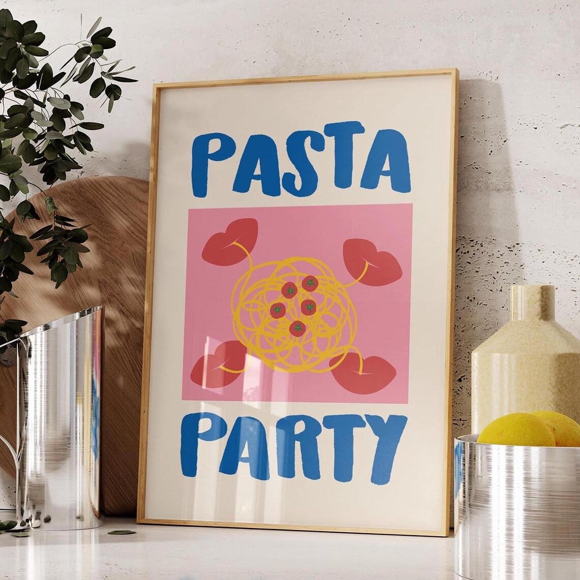 Miluva Pasta Print, Pasta Party Print, Retro Italian Food Print ...