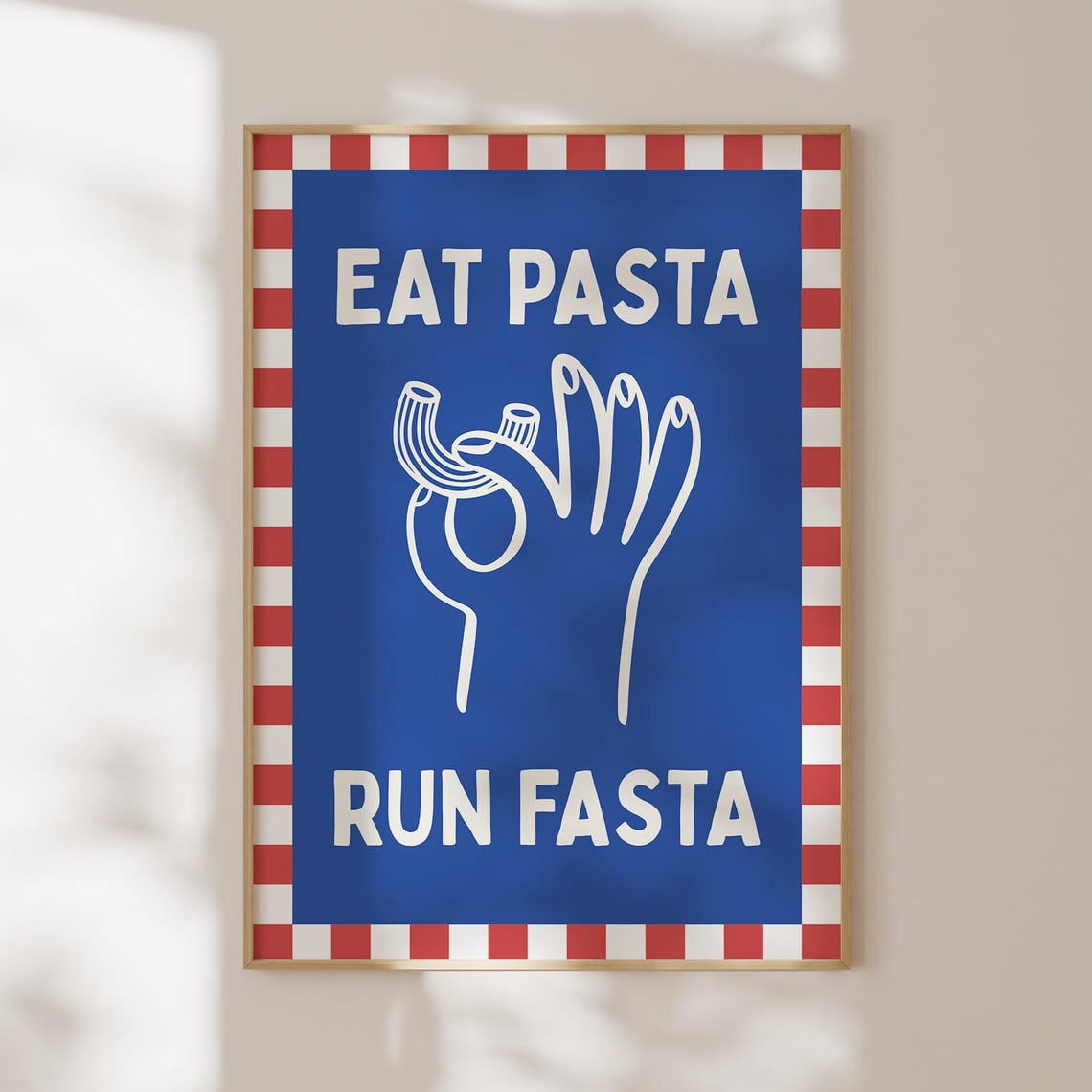 Miluva Pasta Quote Poster, Eat Pasta Run Pasta Print, Trendy Retro Wall ...