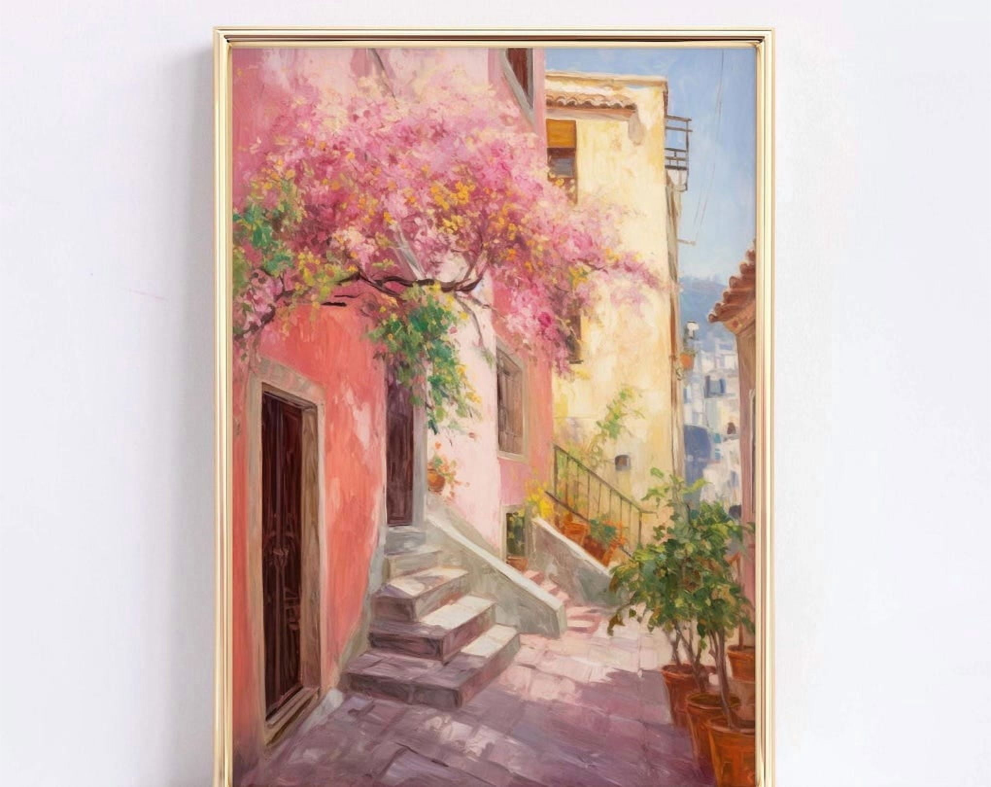 Miluva Pastel Amalfi Coast Wall Art, Italian Alleyway , Dolce Vita ...