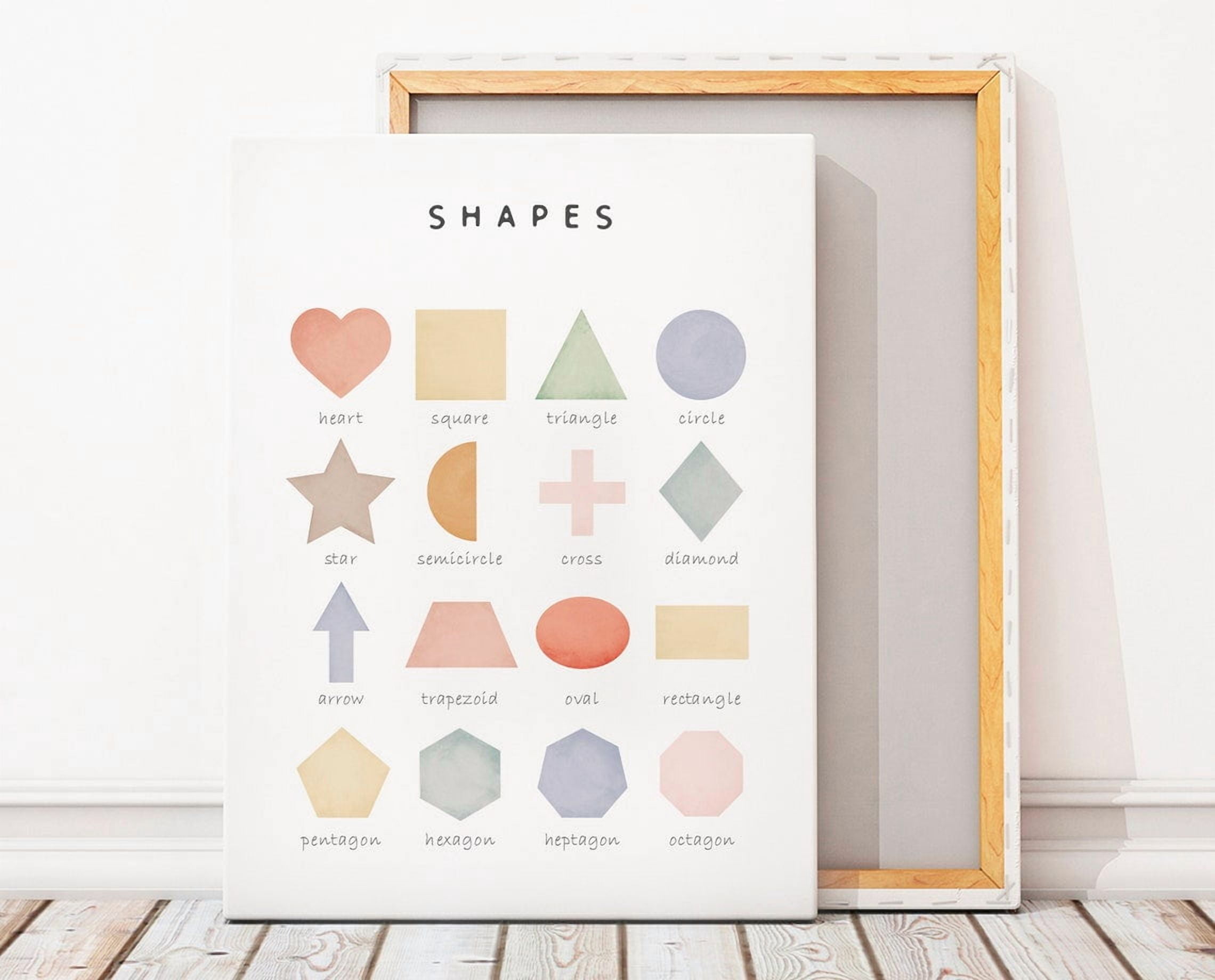 Miluva Pastel Shapes Poster, Educational Poster, Nursery Wall Art ...