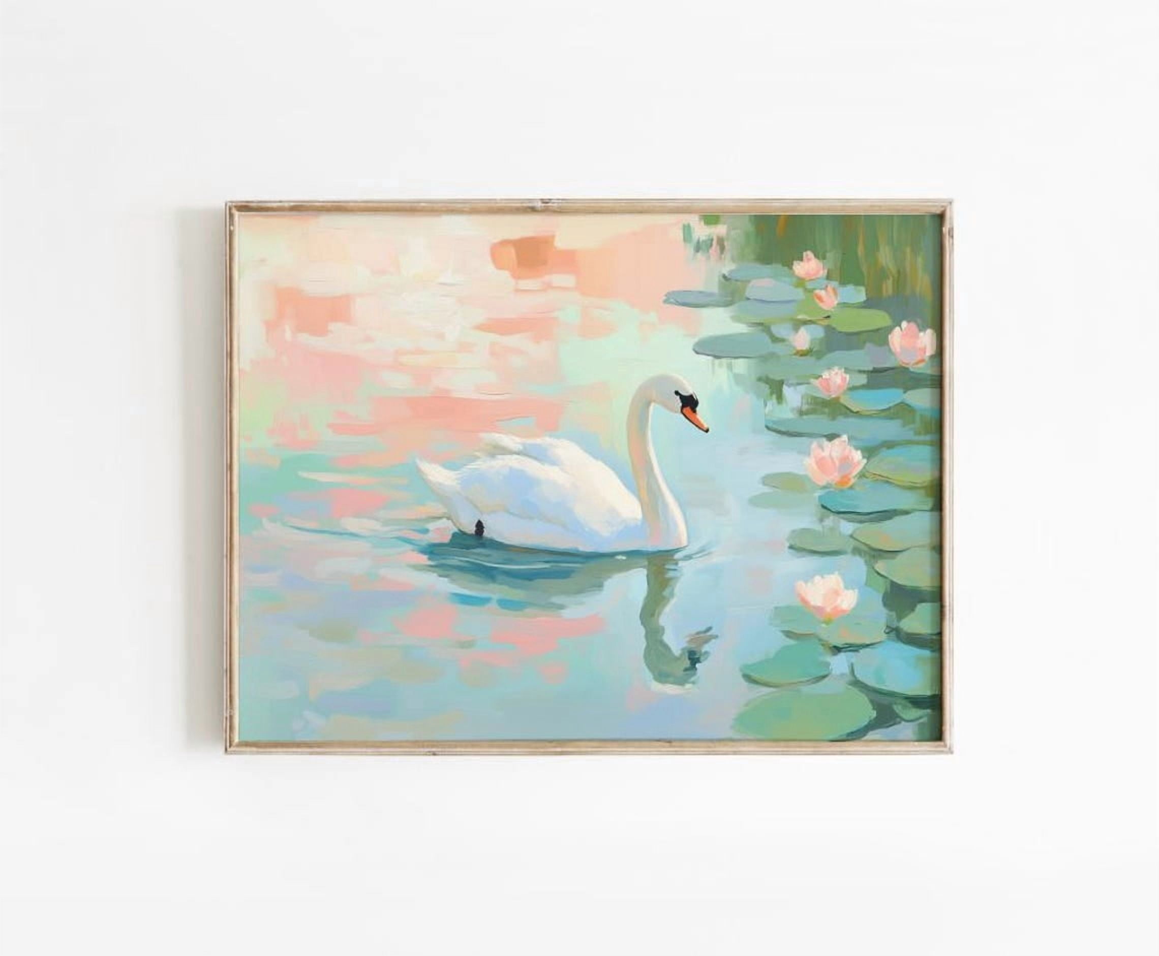 Miluva Pastel Swan Print, Swan Art, Balletcore Swan Print, Pretty ...