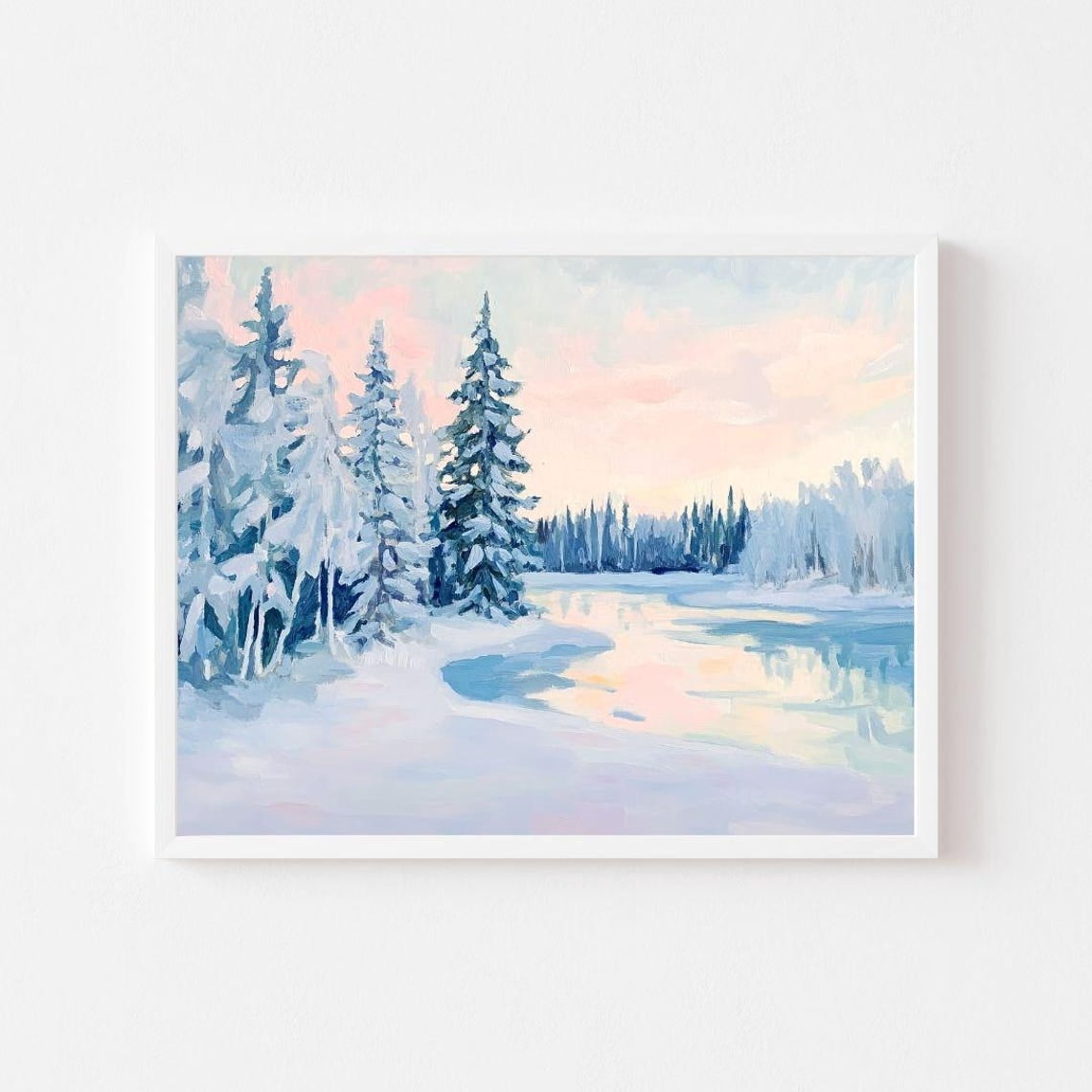 Miluva Pastel Winter Trees And Lake Finland Landscape Wall Art Print ...