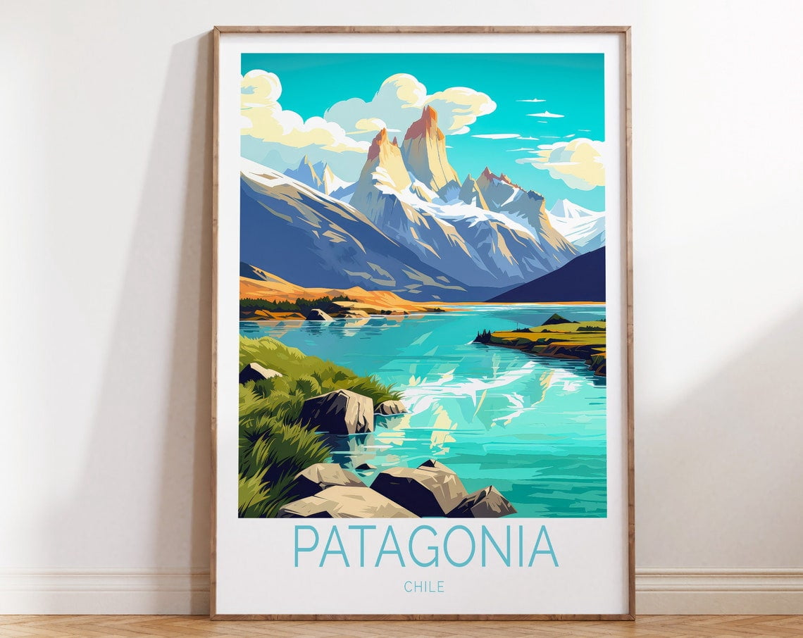 Miluva Patagonia Chile Travel Poster, Patagonia Chile Wall Art ...