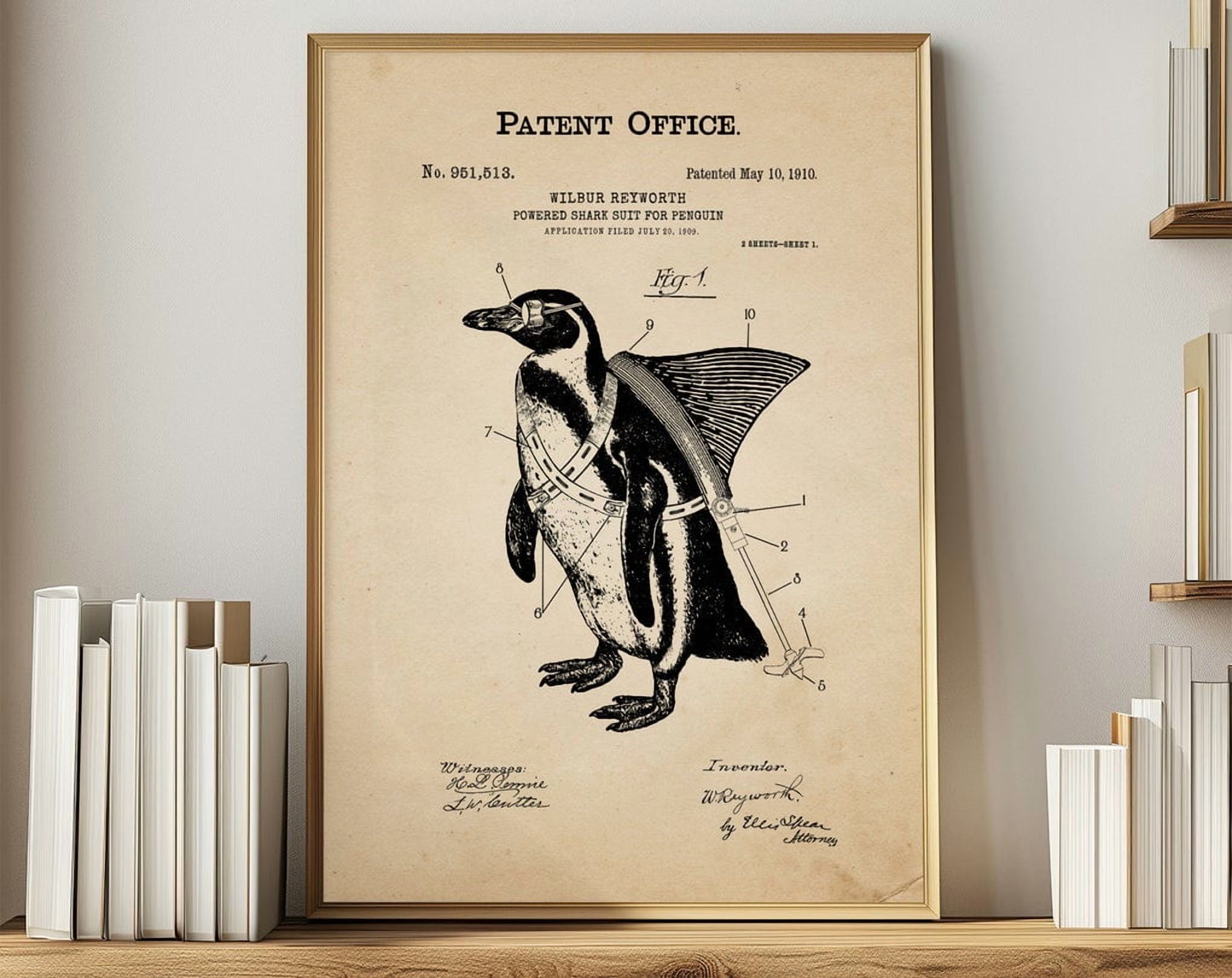 Miluva Patent Print Penguin Gift For Teacher Wall Art Eclectic Home ...