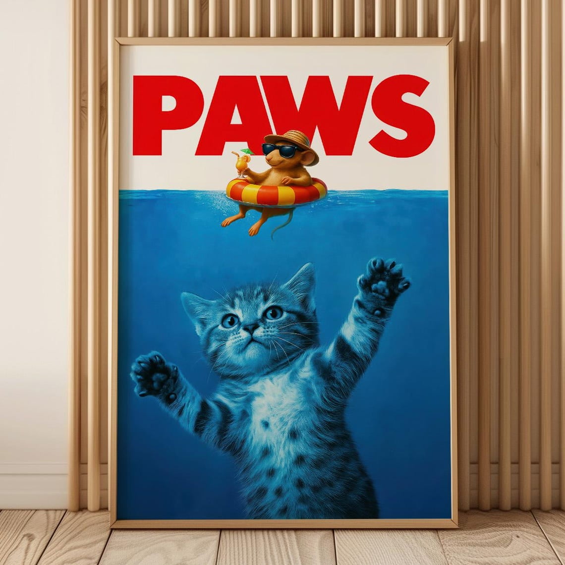 Miluva Paws Cat Poster - Jaws Print, Kitten Wall Art, Cute Kitty Cat ...