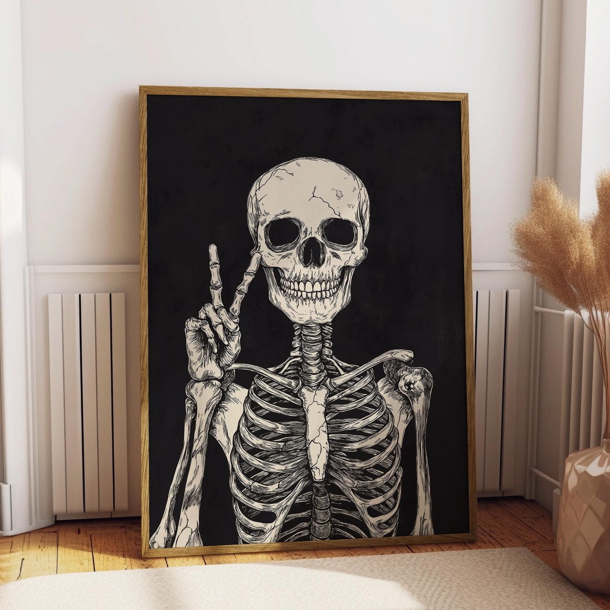 Miluva Peace skeleton print – Halloween wall decor – Skulls prints ...