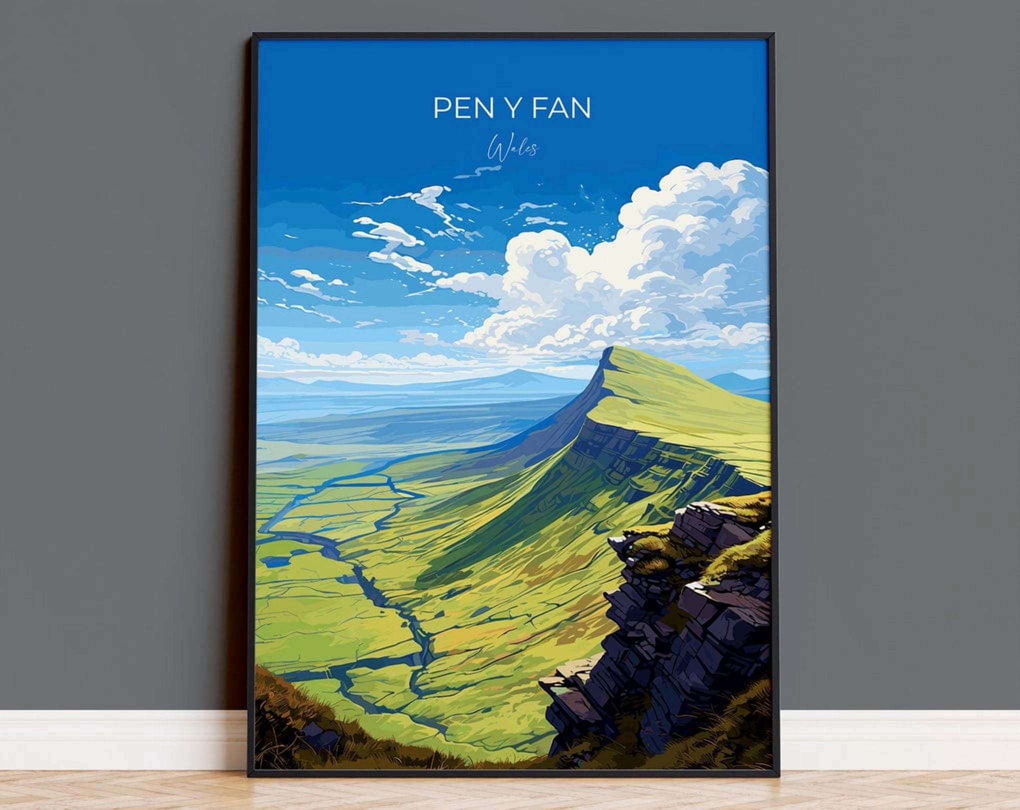 Miluva Pen Y Fan Travel Print Wall Art, Pen Y Fan Travel Poster, Wales ...