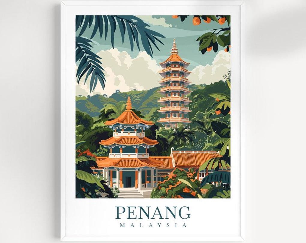 Miluva Penang Travel Print Malaysia Wall Decor Penang Poster Penang ...