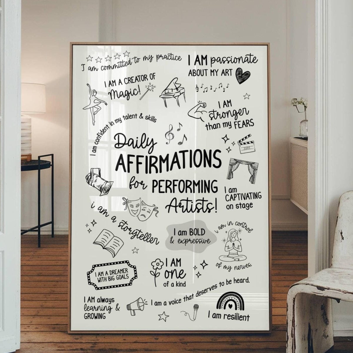 Miluva Performing Arts Daily Affirmations Poster, Theatre Inspirational ...