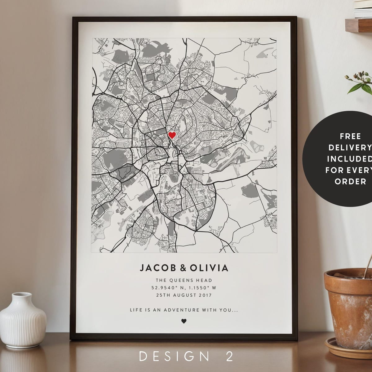 Miluva Personalised Couple Map - Engagement Gift, Map Prints Any ...