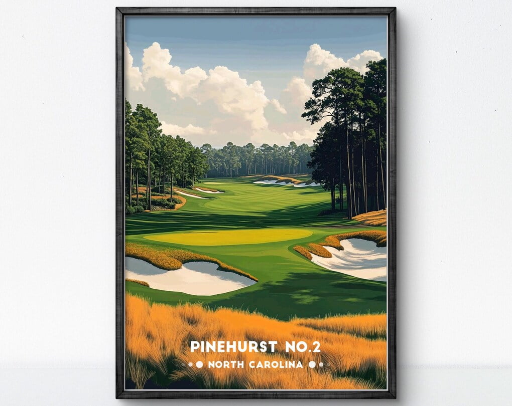 Miluva Pinehurst No. 2 Poster, North Carolina Golf Art Print, Golf Decor For Home Or Office ...