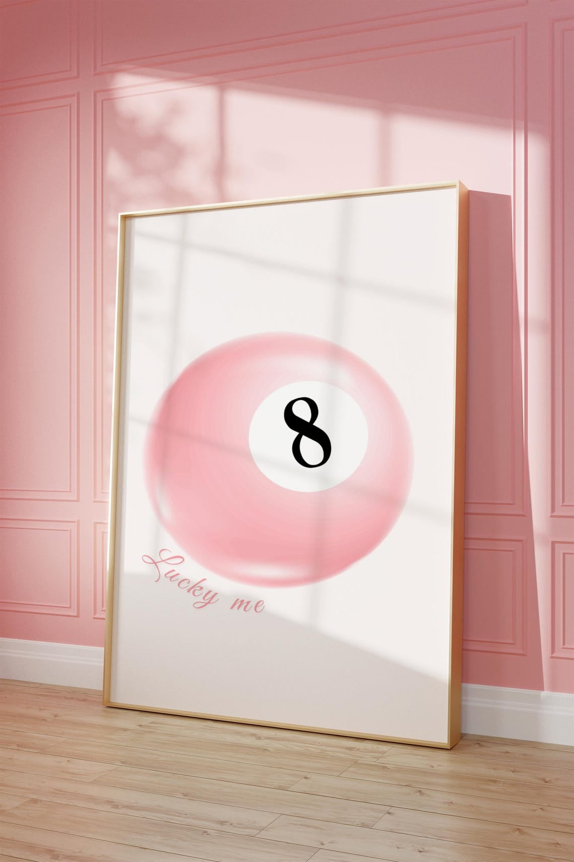 Miluva Pink 8 Ball Print, Retro Pool Ball Art, Lucky Eight Aesthetic ...