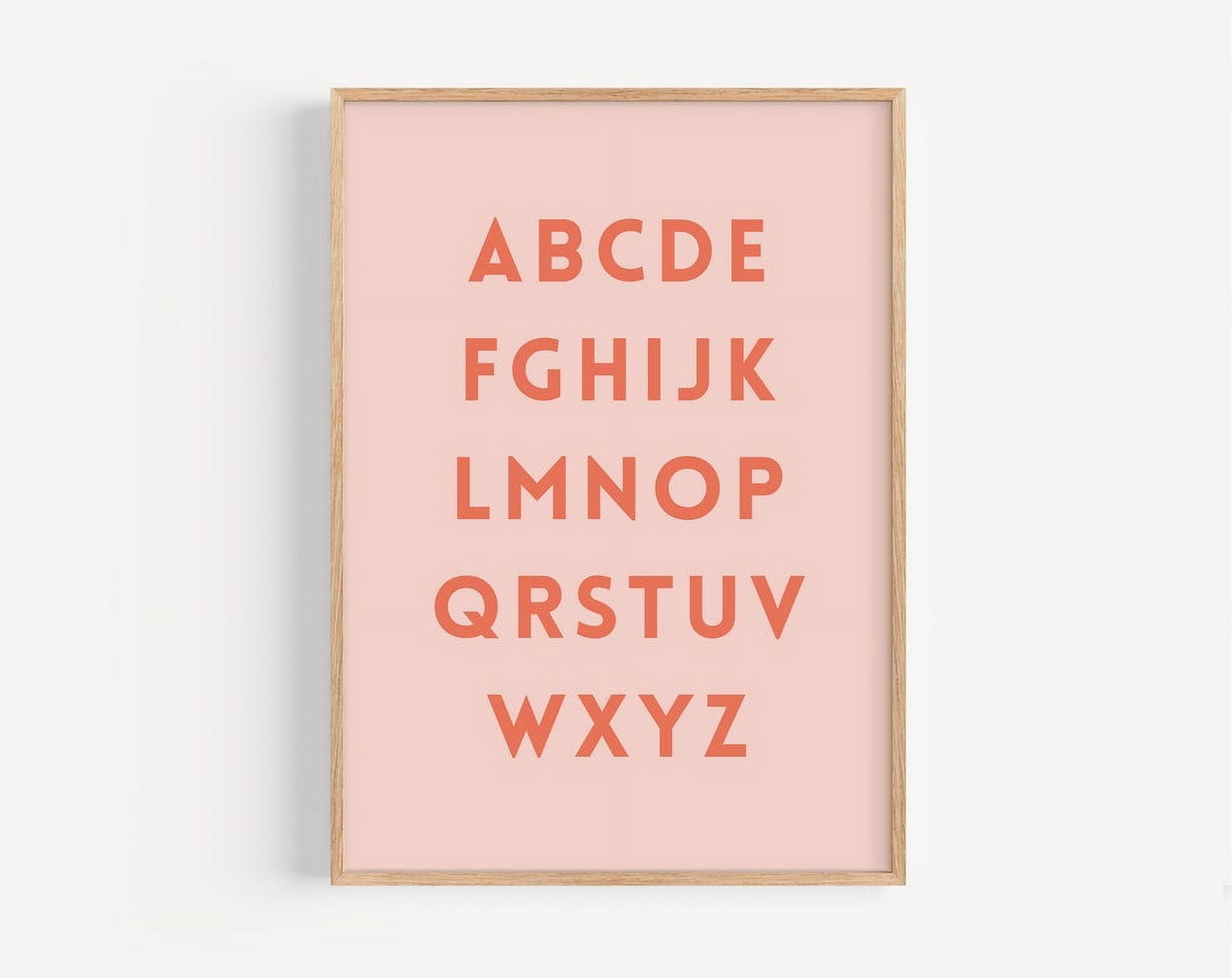 Miluva Pink Alphabet Kids Print, Modern Abc Wall Art, Scandinavian ...