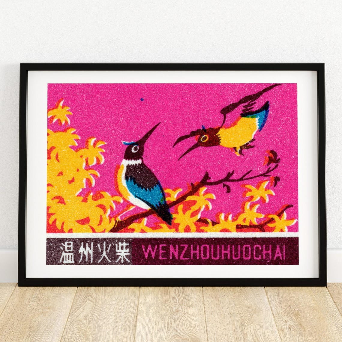 Miluva Pink Birds - Matchbox Print - Aesthetic Wall Art - Vintage China ...