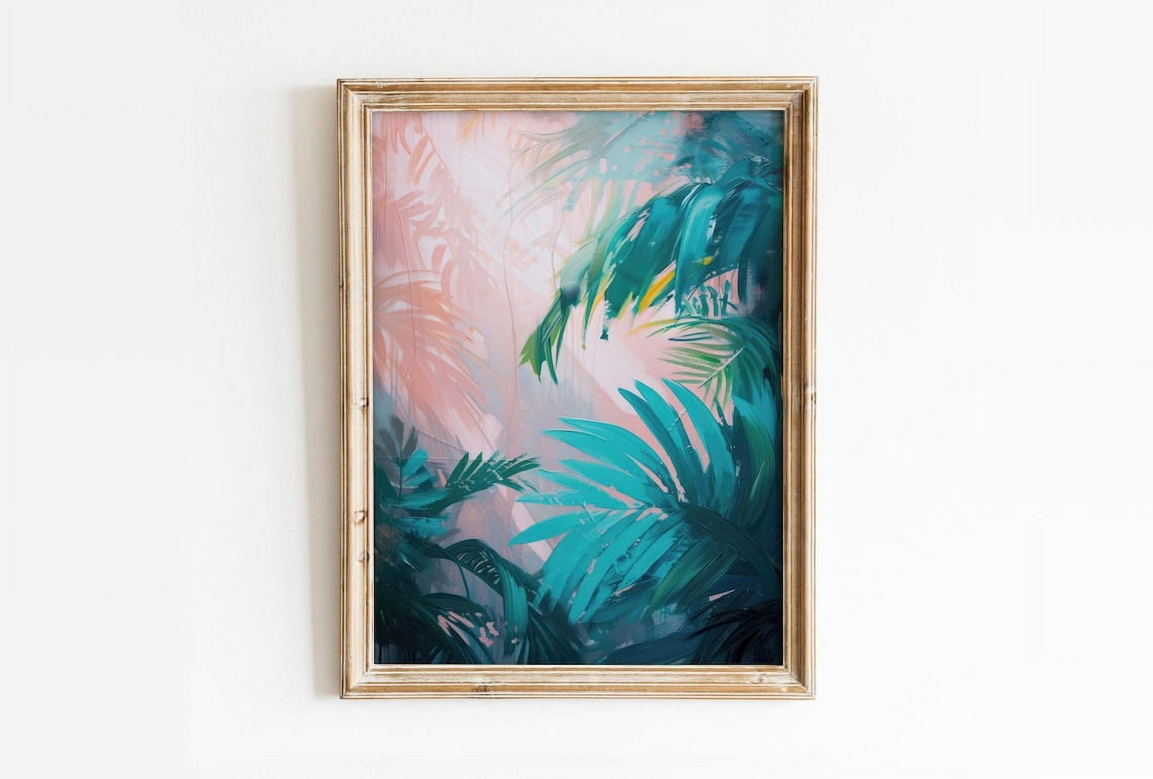 Miluva Pink & Blue Palm Tree Wall Art, Trendy Tropical Print, Preppy ...